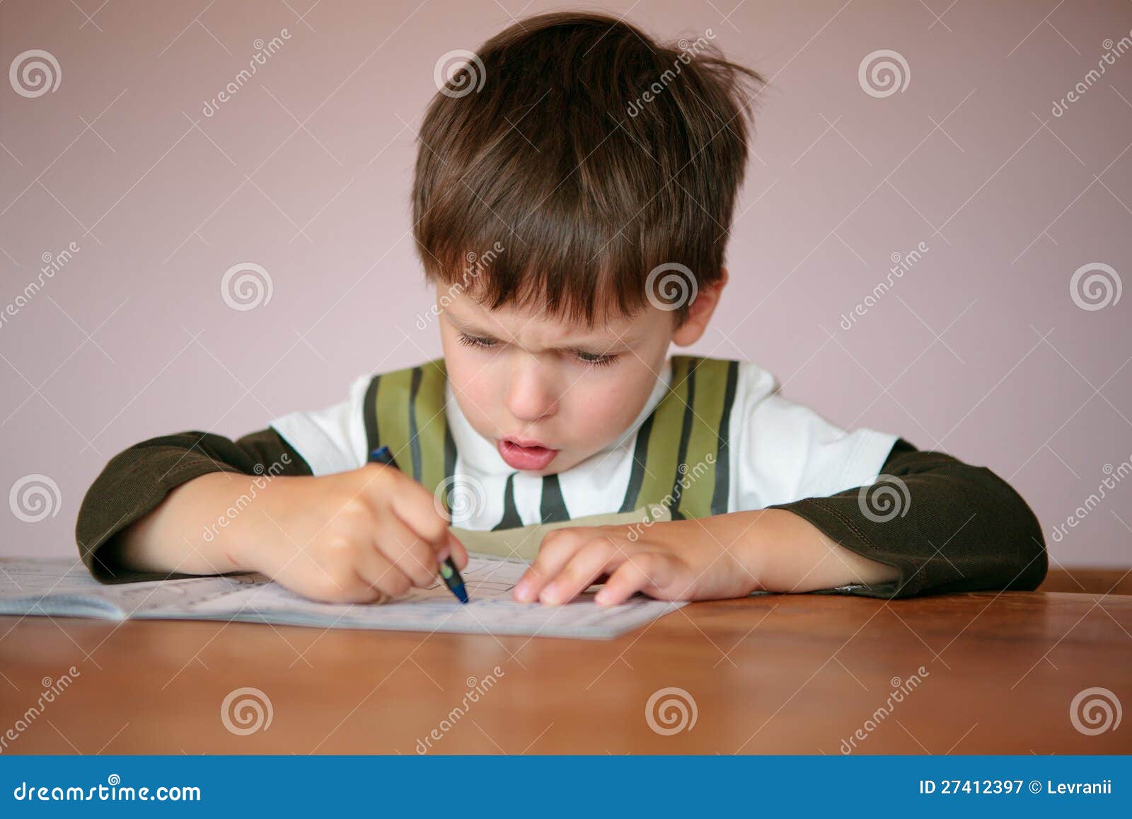 Young Boy Doing His Homework at Home Stock Image - Image of recognize ...