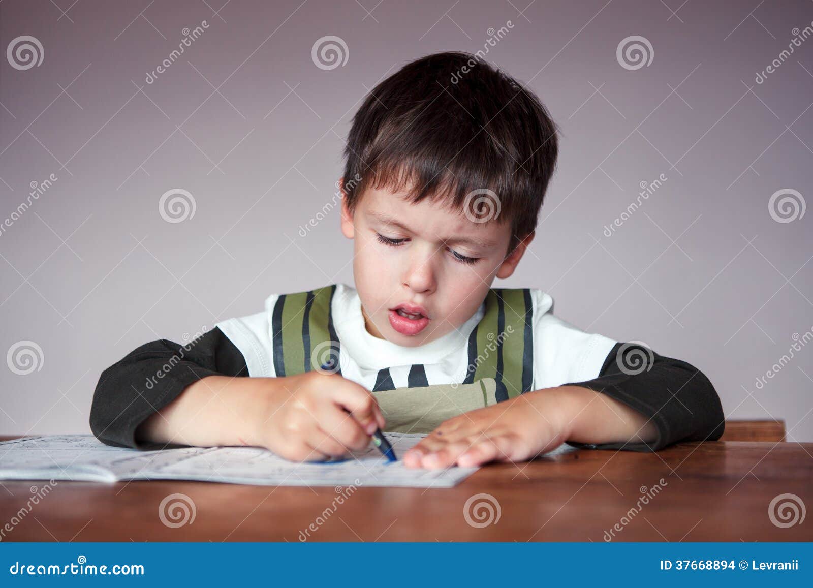 Young Boy Doing His Homework at Home Stock Photo - Image of homework ...