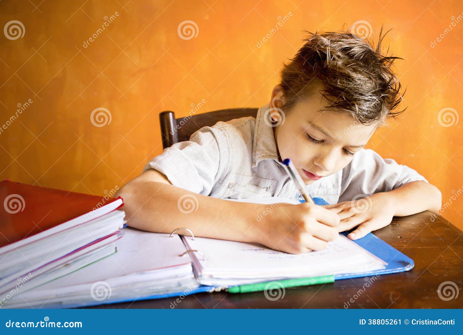 A Young Boy is Doing Homework Stock Image - Image of school ...