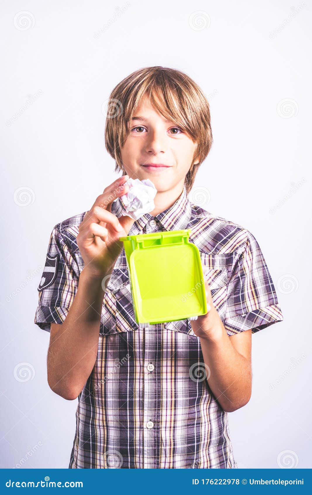 Young Boy Doing Separate Waste Recycling Environmental Friendly Stock ...