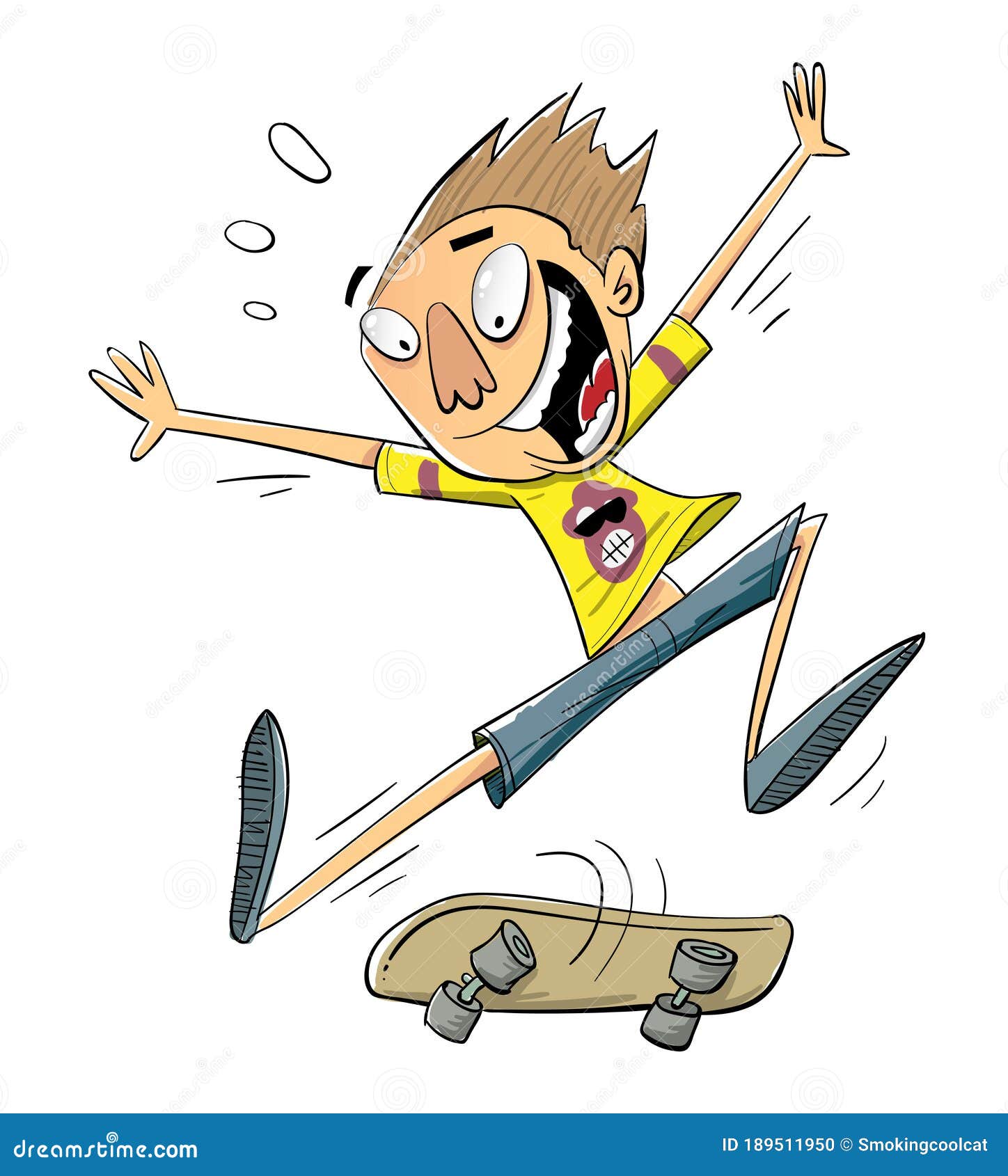 Skateboard Boy Flipping In The Air Coloring Page Cartoon Vector ...