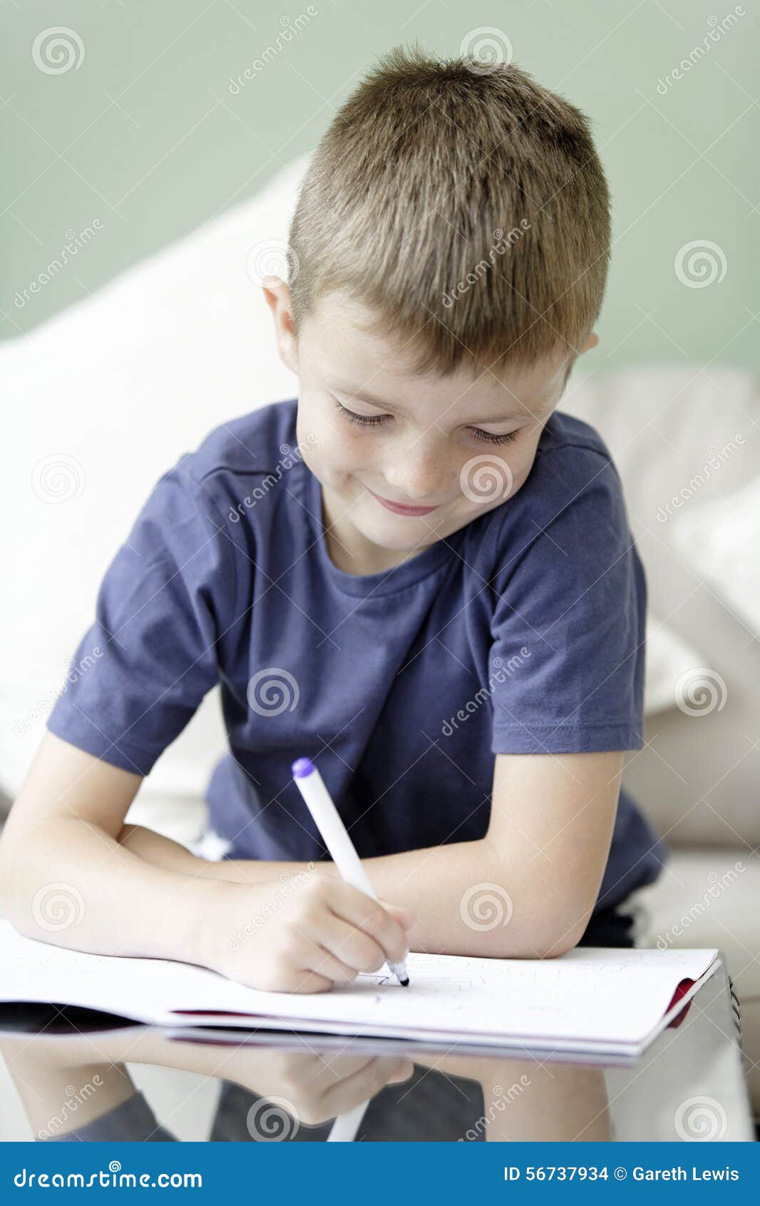 Young Boy Drawing and Writing Stock Photo - Image of writing, school ...