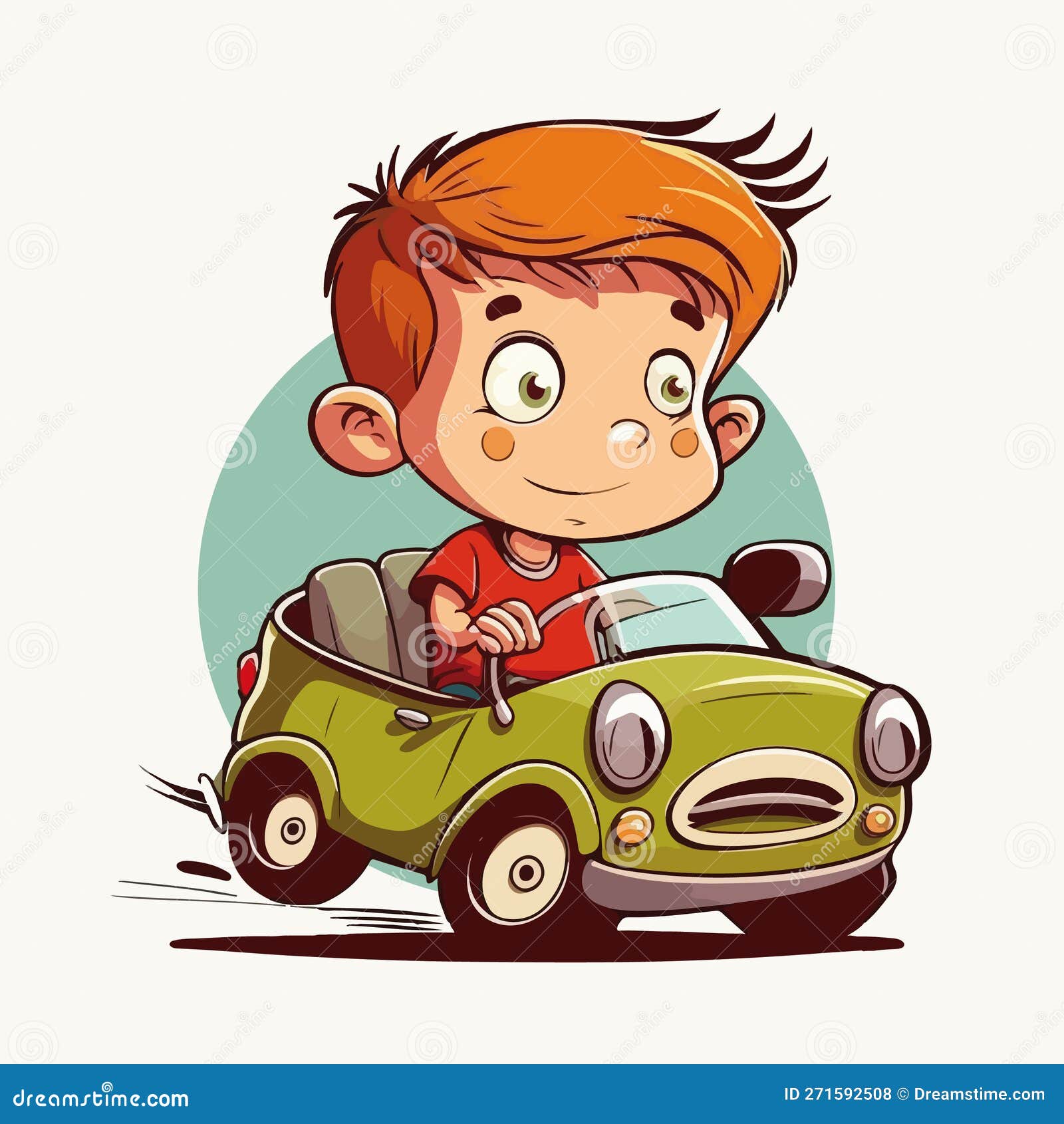 Young Boy Drives a Car. Vector Graphics. Illustration for a Child Stock ...