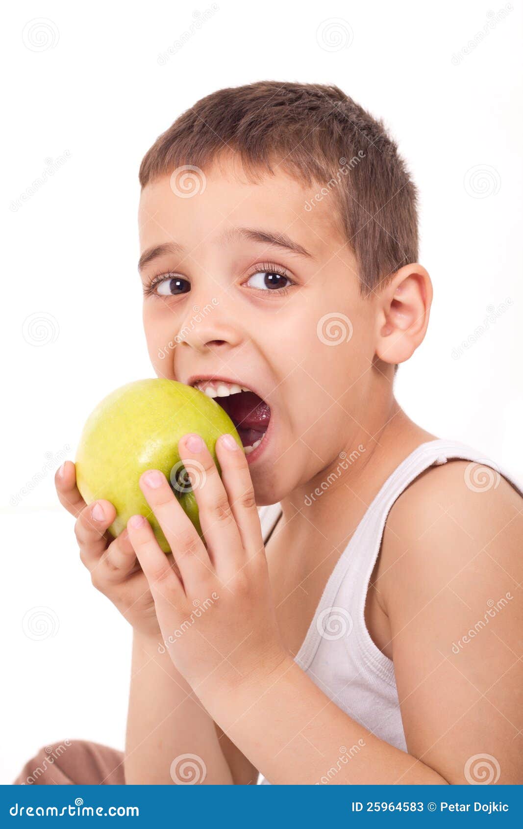 Young boy eating apple stock image. Image of hungry, health - 25964583