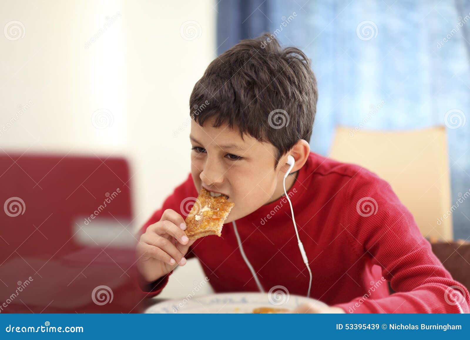 Young Boy Eating Breakfast Toast Stock Image - Image of eating, bread ...