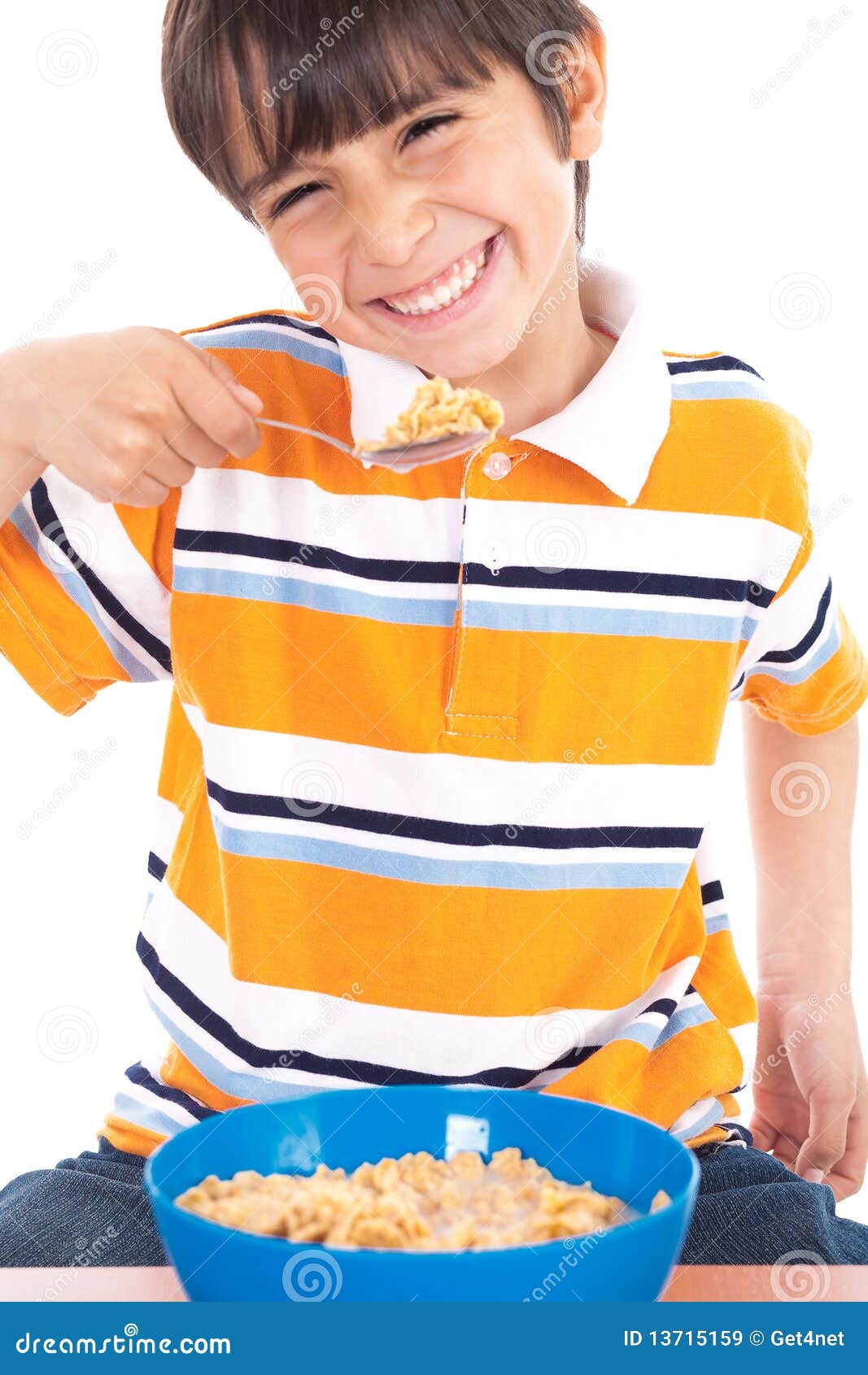 Young Boy Eating His Breakfast Stock Image - Image of childhood ...