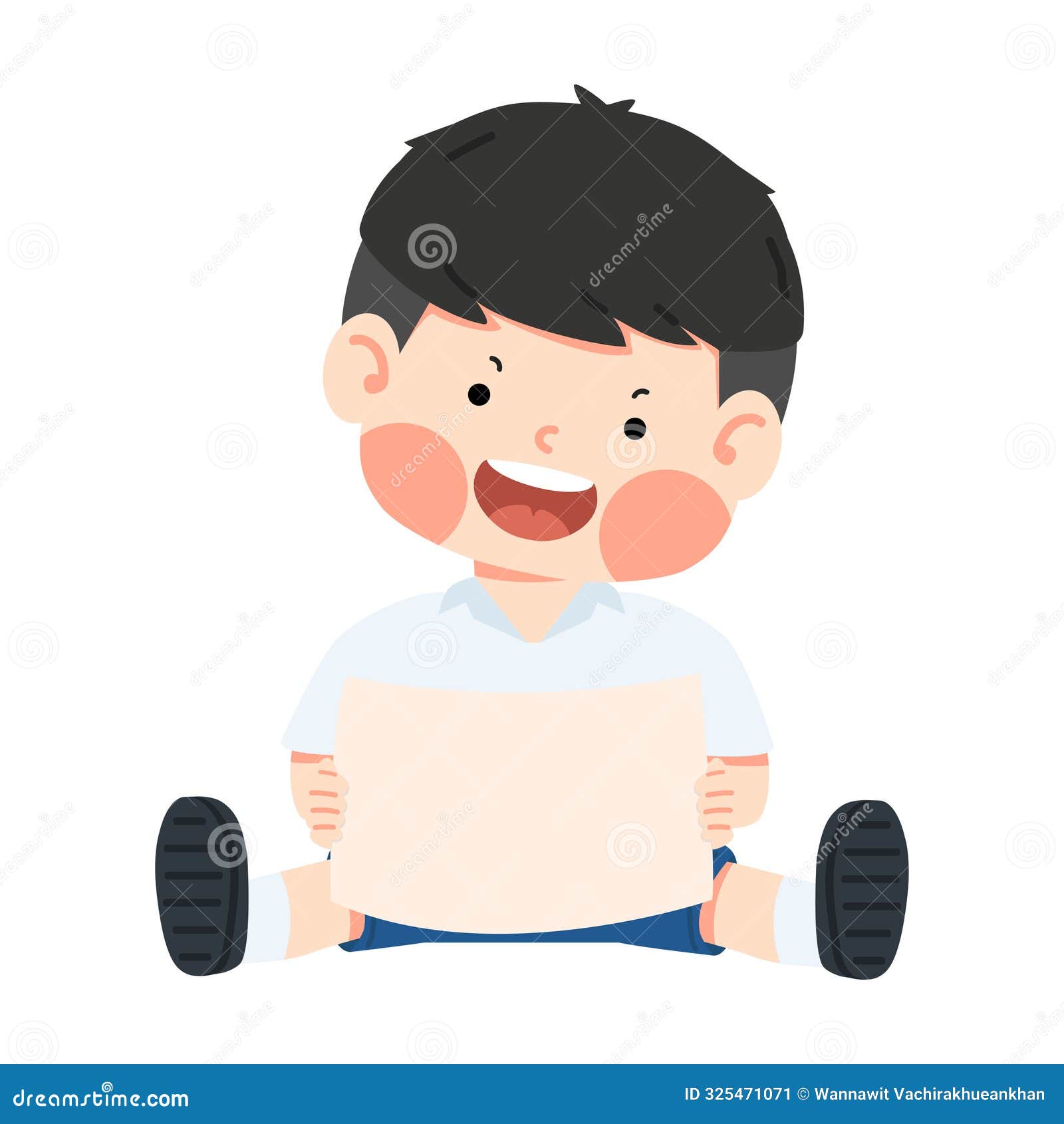 Young boy with empty sign stock vector. Illustration of poster - 325471071