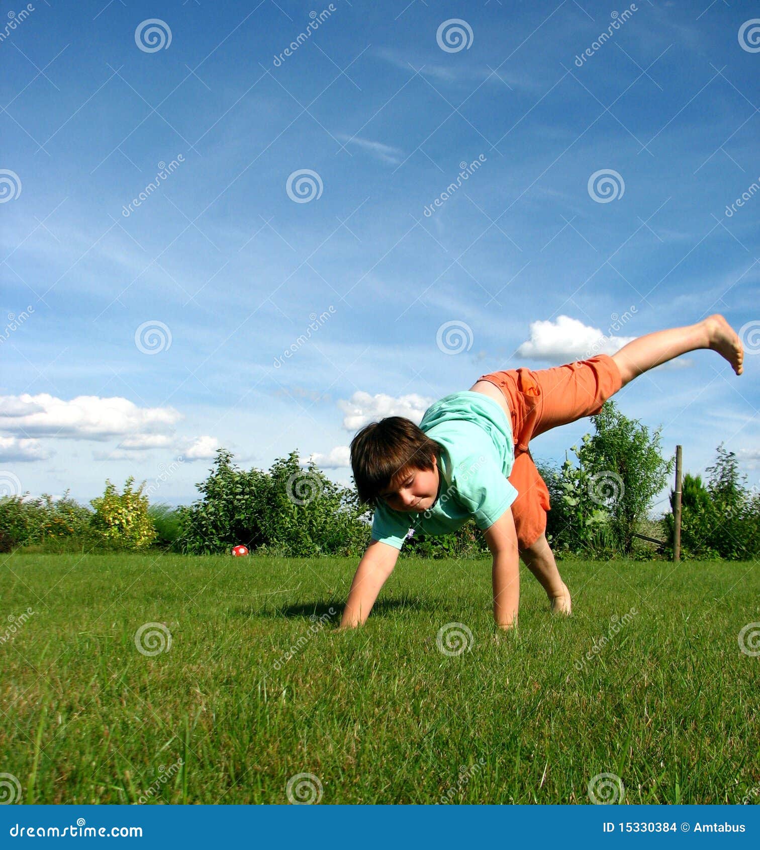 Young Boy Exercising in the Garden Stock Photo - Image of nature ...