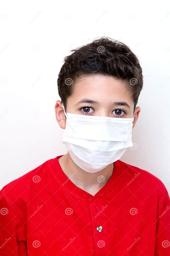 Young Boy with Face Mask on. Stock Image - Image of looking, health ...
