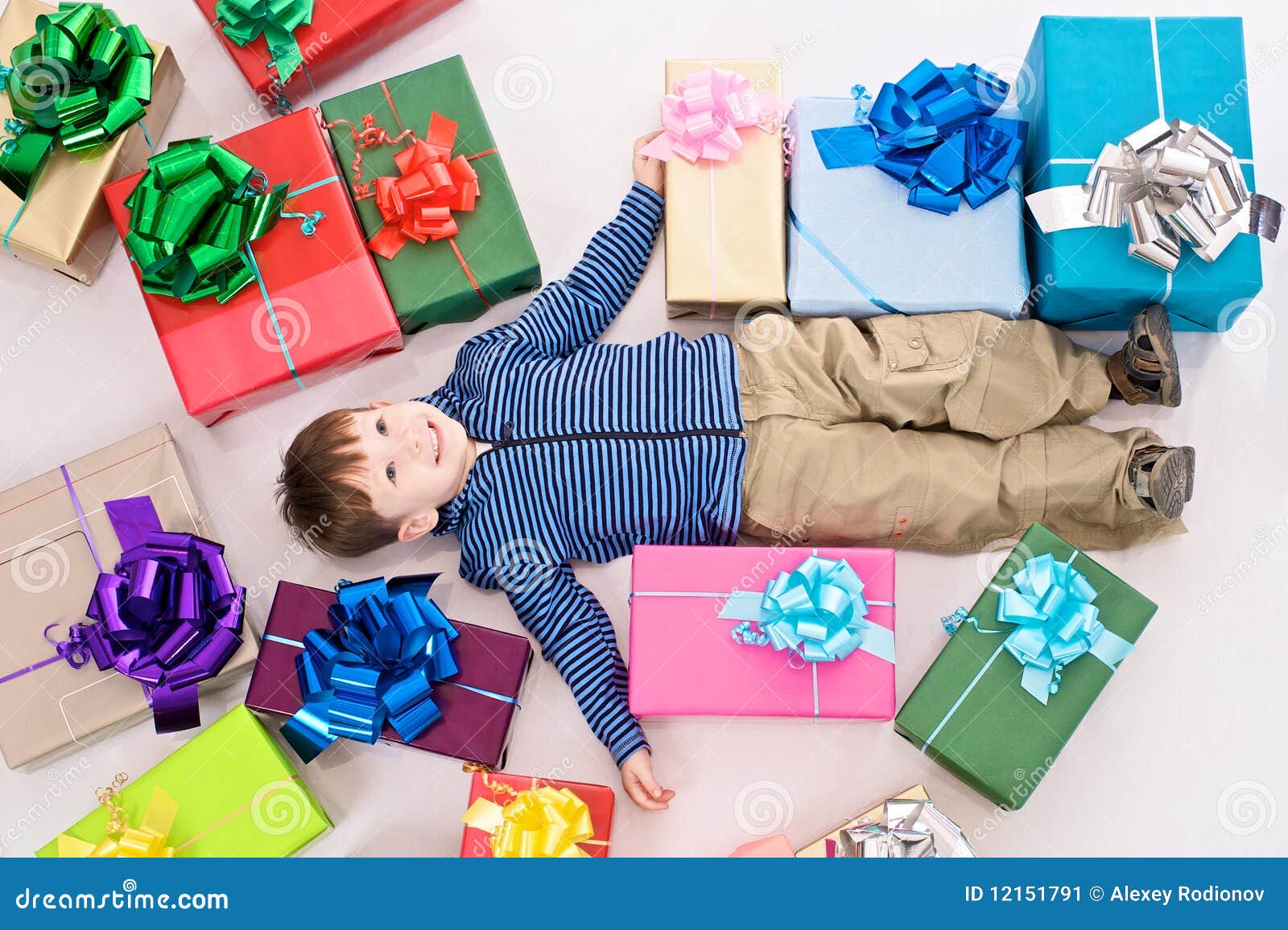 Young boy and fancy boxes stock image. Image of happiness - 12151791