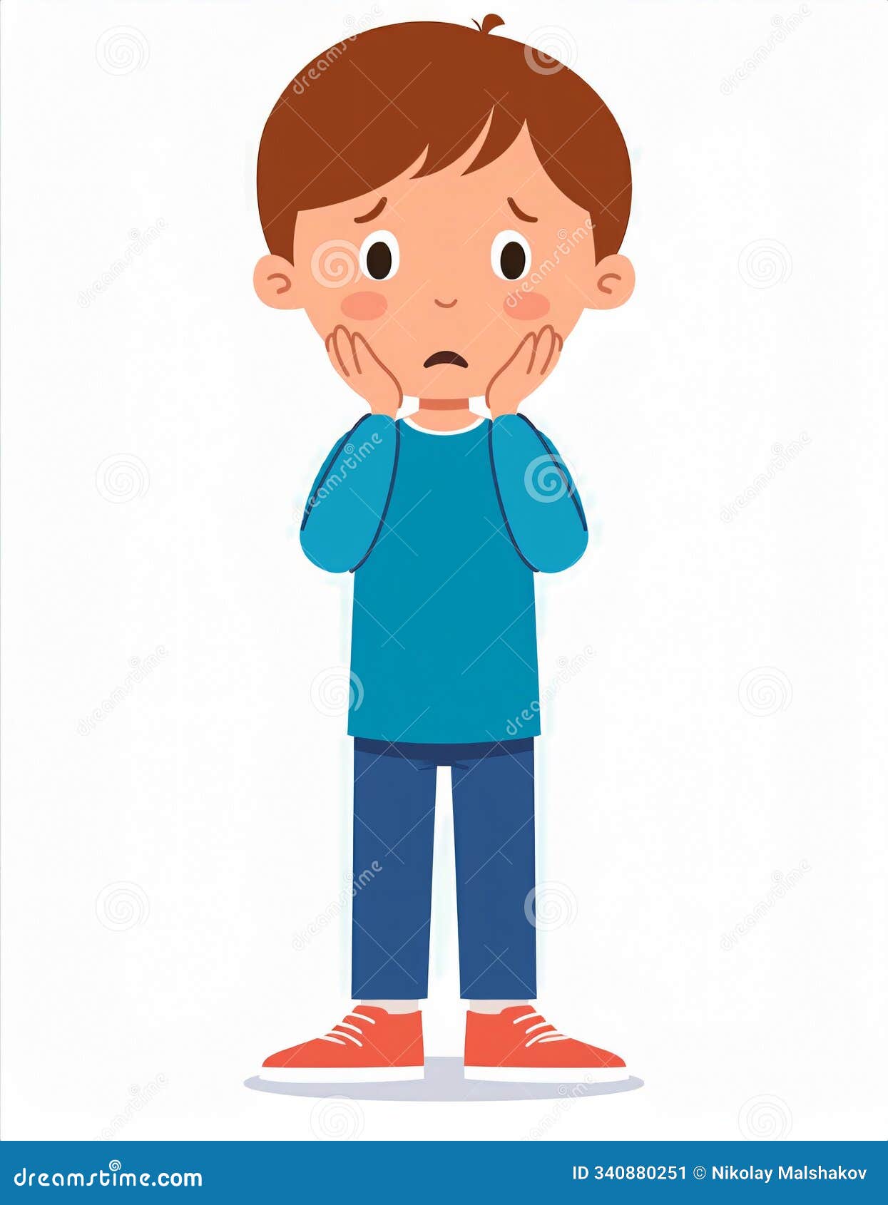 Young Boy Feeling Ashamed and Covering His Face Stock Illustration ...
