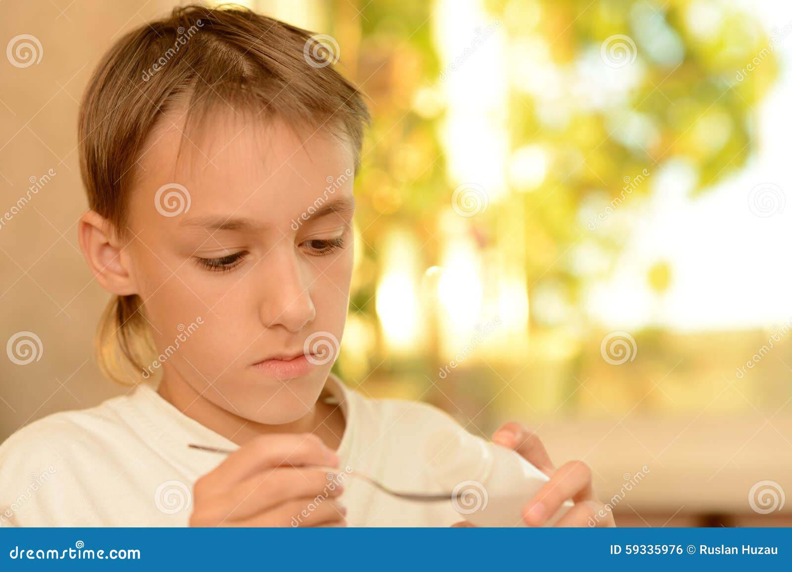 Young Boy is Feeling Unwell Stock Photo - Image of health, hand: 59335976
