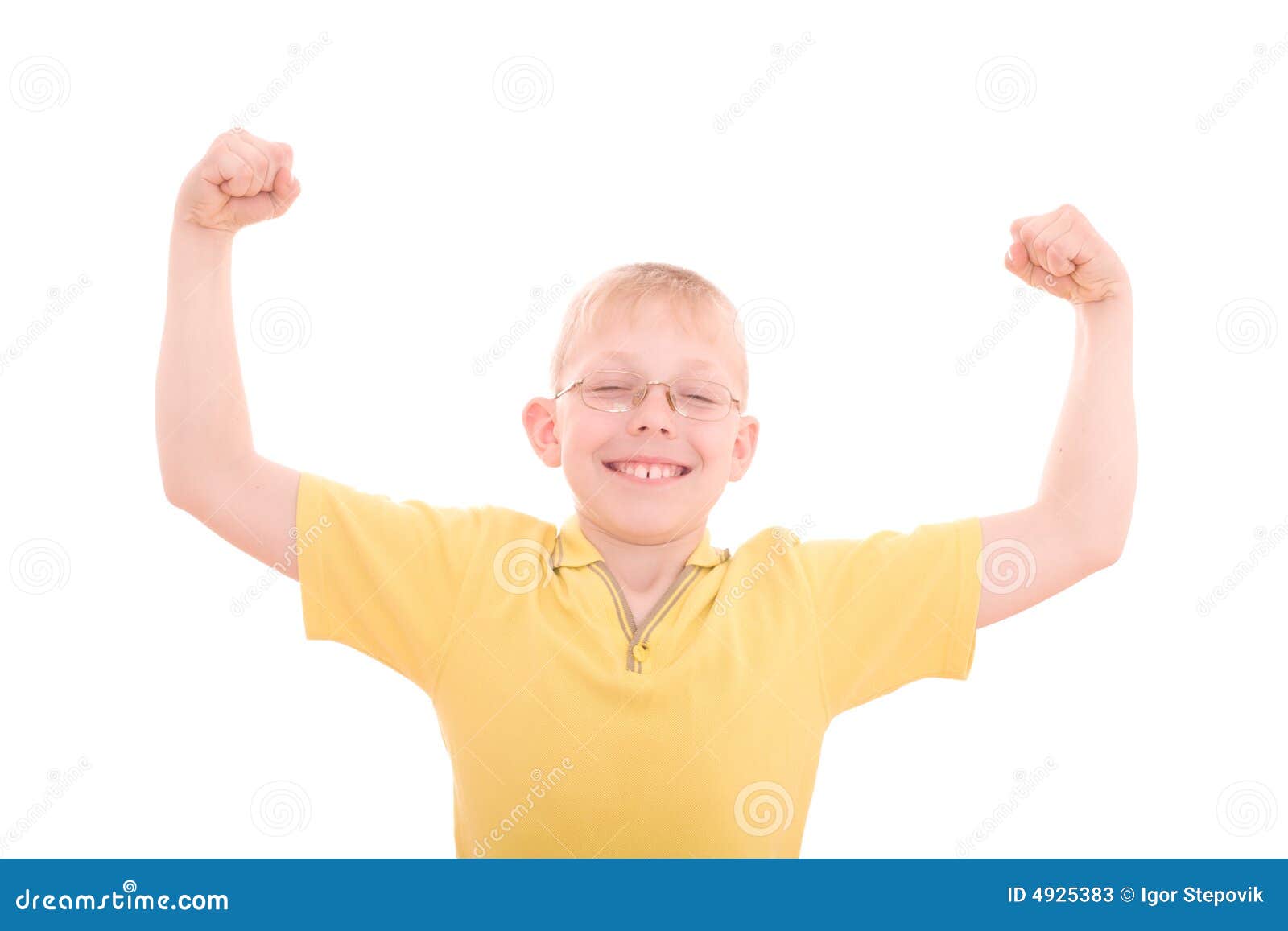 A Young Boy Flexes His Muscles Stock Image - Image of caucasian, child ...