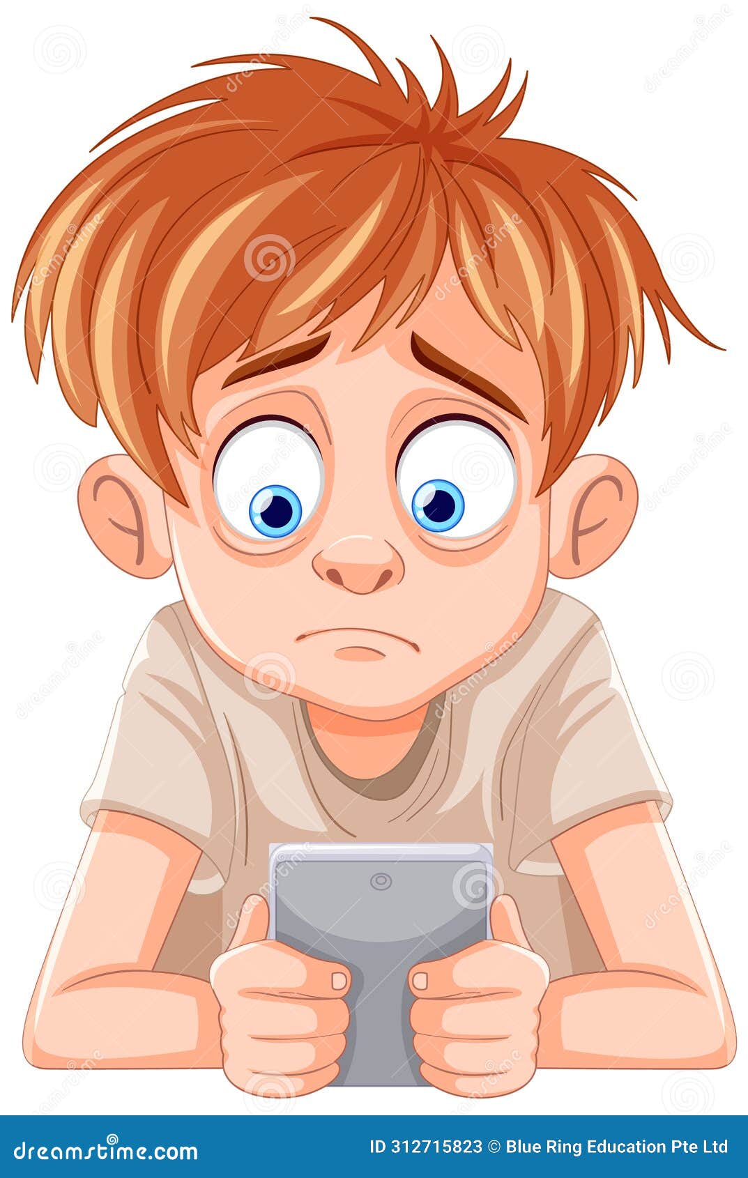 A Young Boy Focused on Playing a Game Stock Vector - Illustration of ...