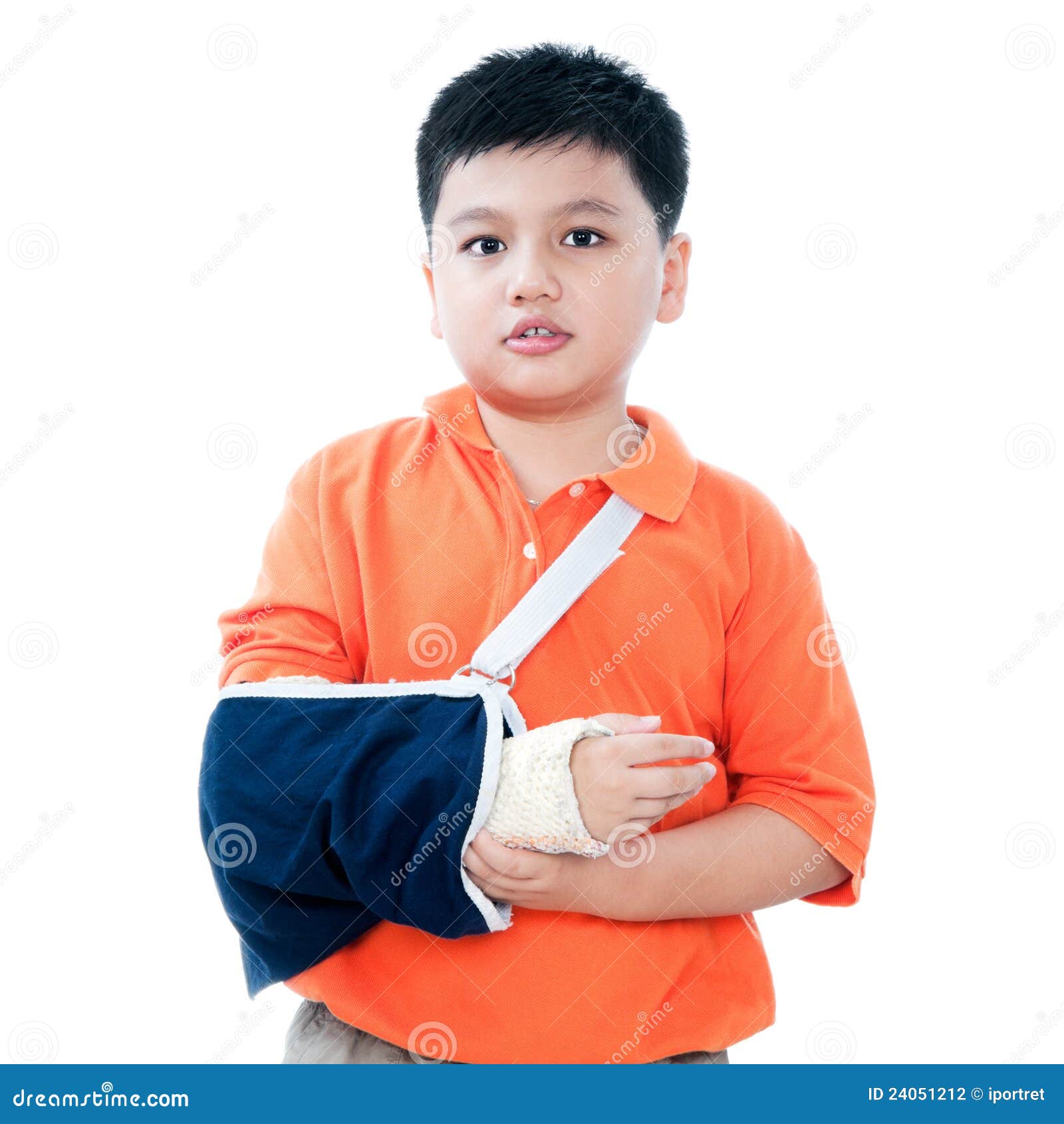 Young Boy With Fractured Hand In Plaster Cast Stock Photography - Image ...