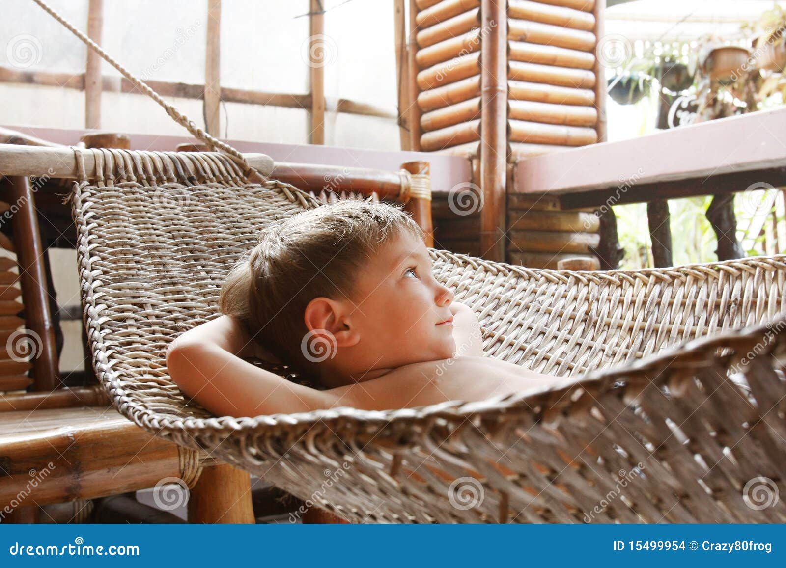 Young boy in hammock stock photo. Image of joyful, rest - 15499954