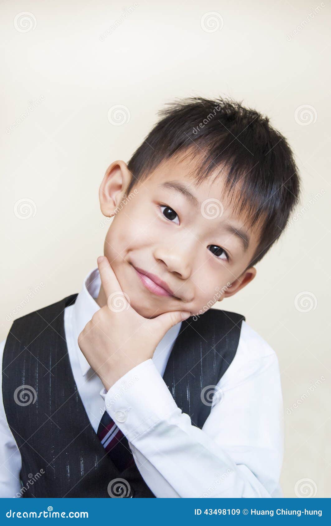 Young Boy with Hands on Chin Stock Image - Image of caucasian, face ...