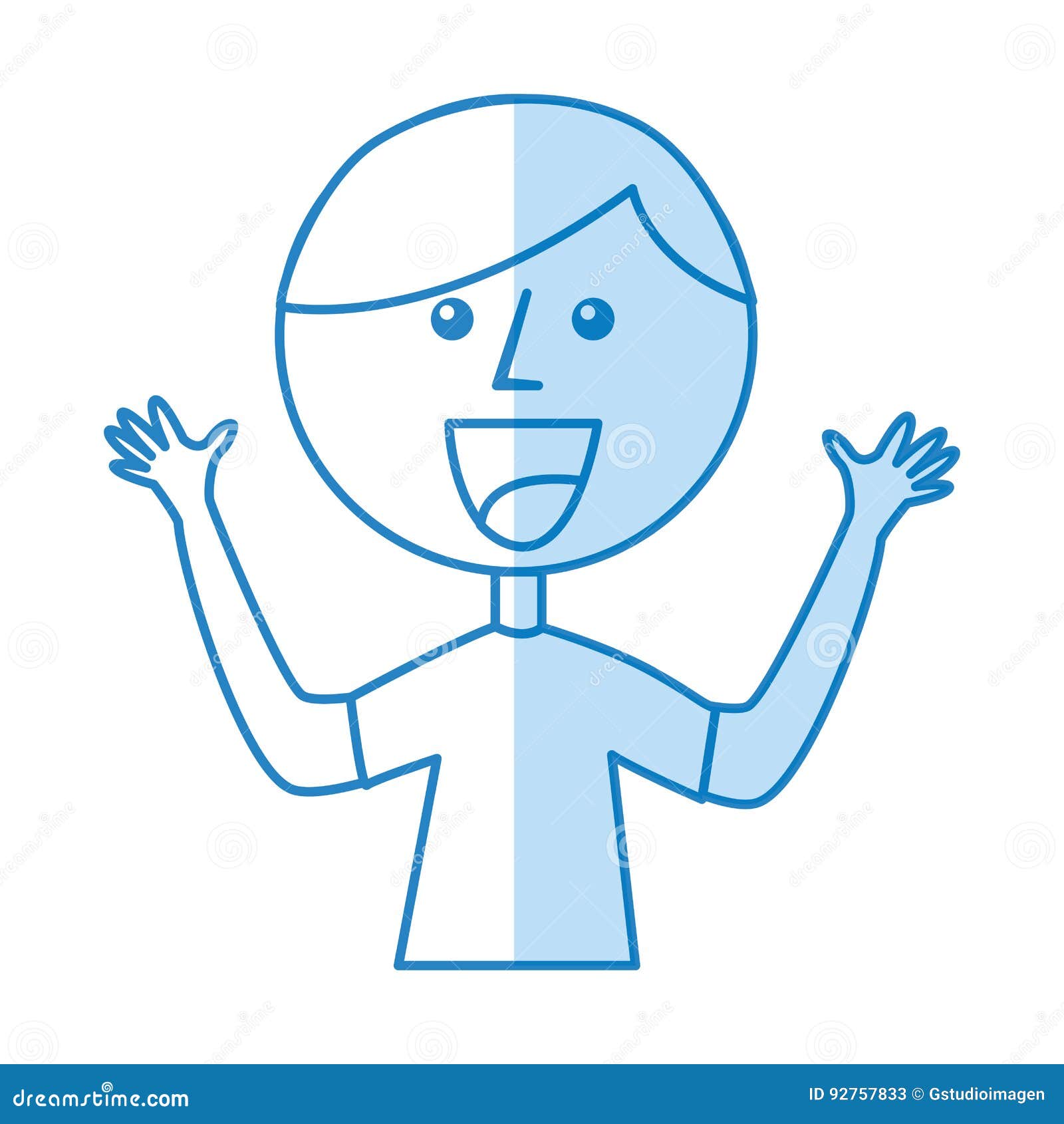 Young Boy with Hands Up Avatar Character Stock Vector - Illustration of ...