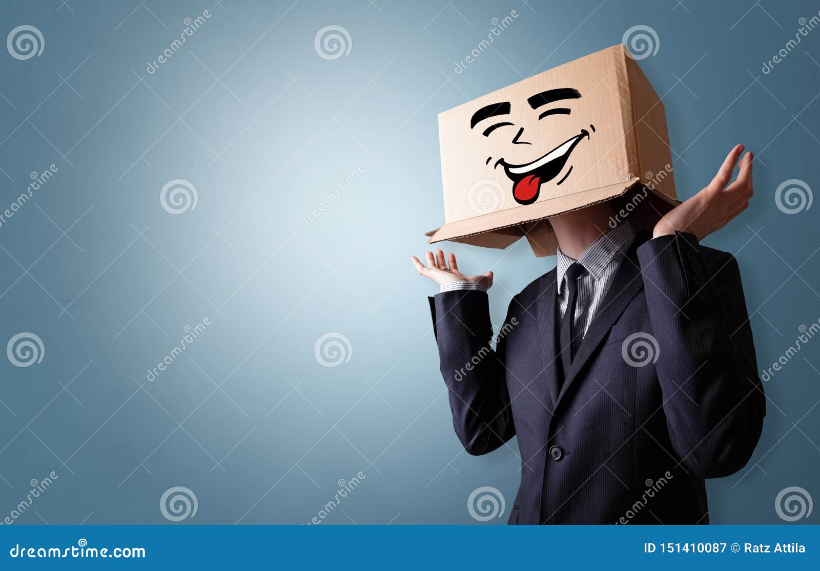 Young Boy with Happy Cardboard Box Face Stock Image - Image of mood ...