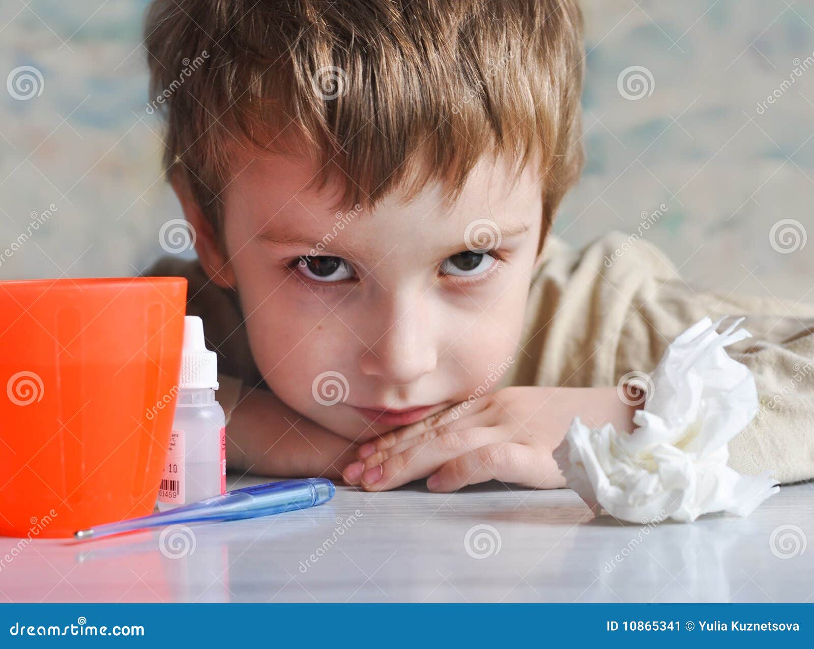 Young boy having flu stock image. Image of face, preschooler - 10865341