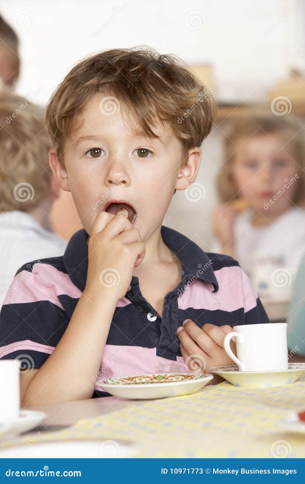 Young Boy Having Tea at Montessori/Pre-School Stock Image - Image of ...