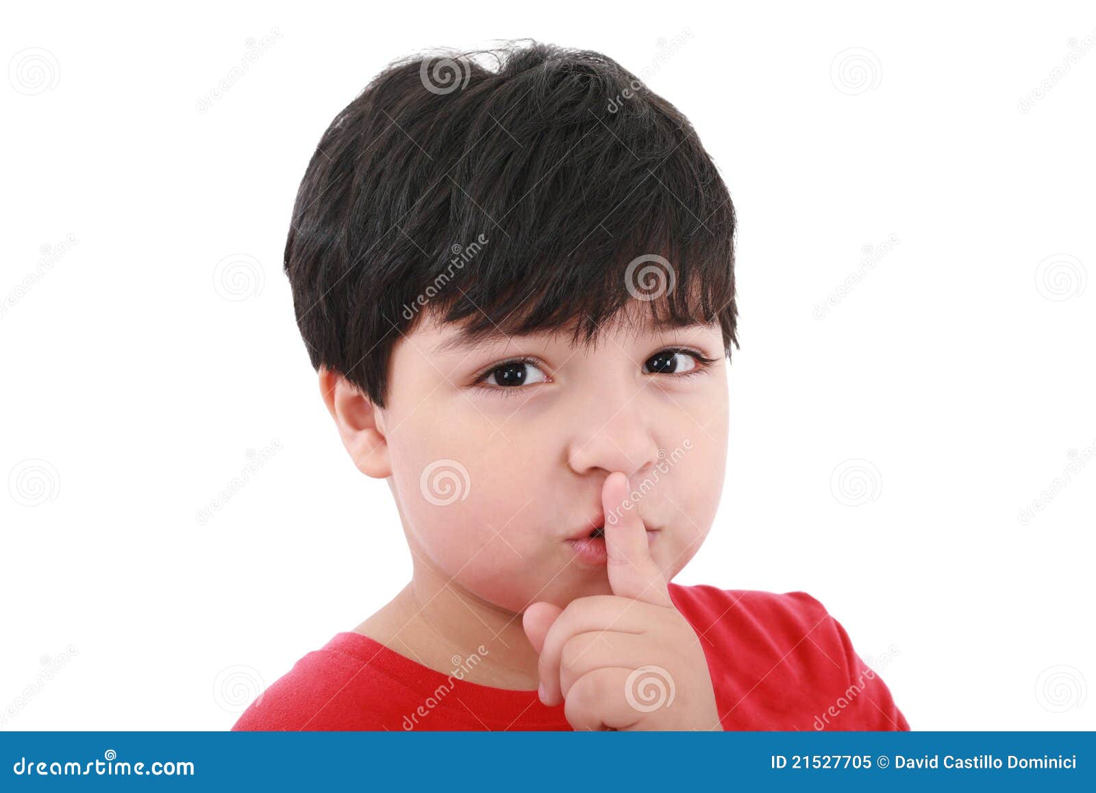 Young Boy with His Finger Over His Mouth Stock Image - Image of message ...