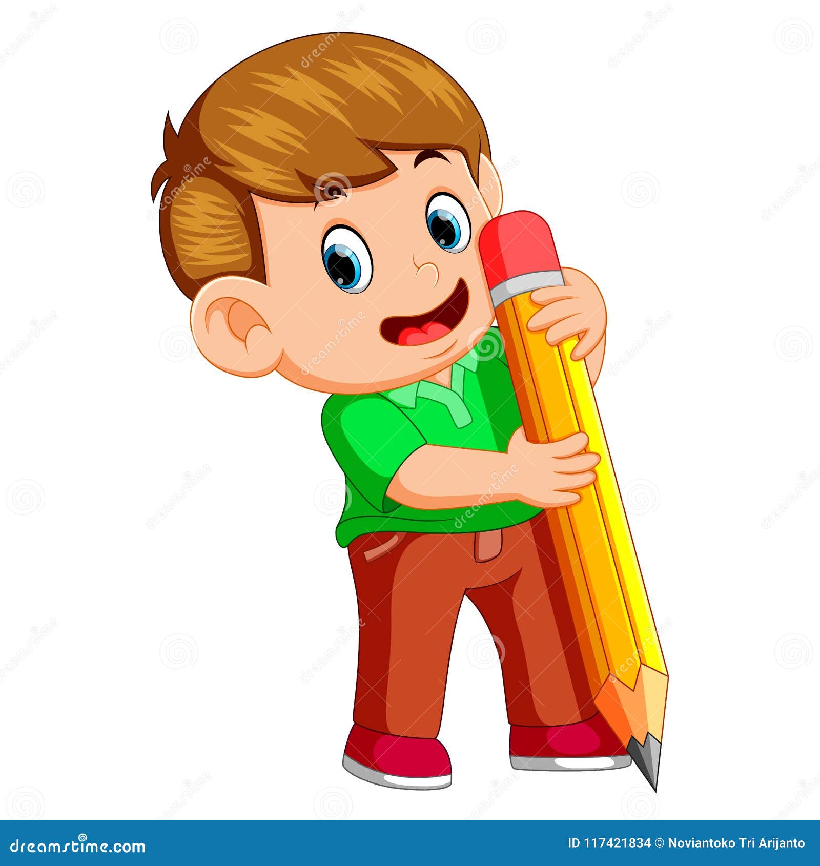 A Young Boy Holding Big Pencil Stock Vector - Illustration of school ... A Young Boy Holding Big Pencil Stock Vector - Illustration of school ...