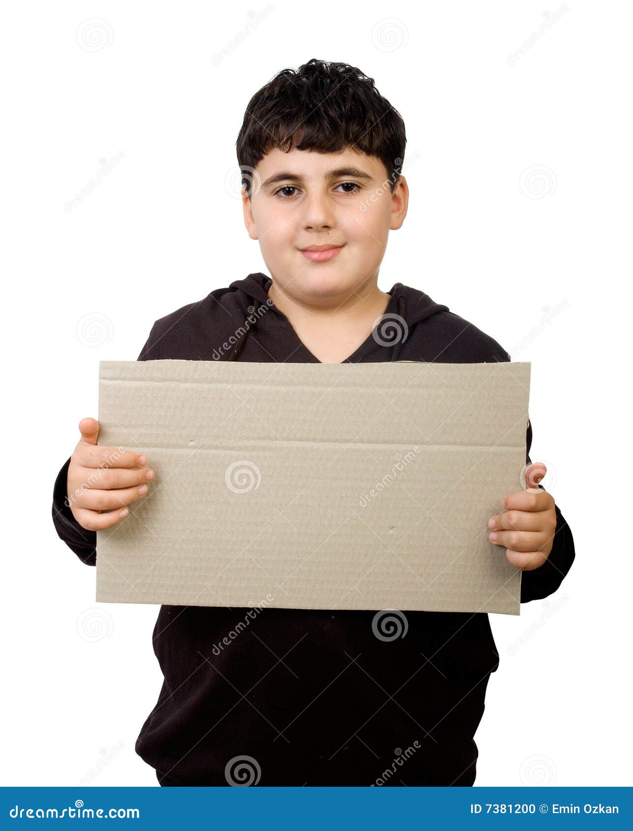 Young Boy Holding Cardboard Stock Photo - Image of isolated, teenager ...
