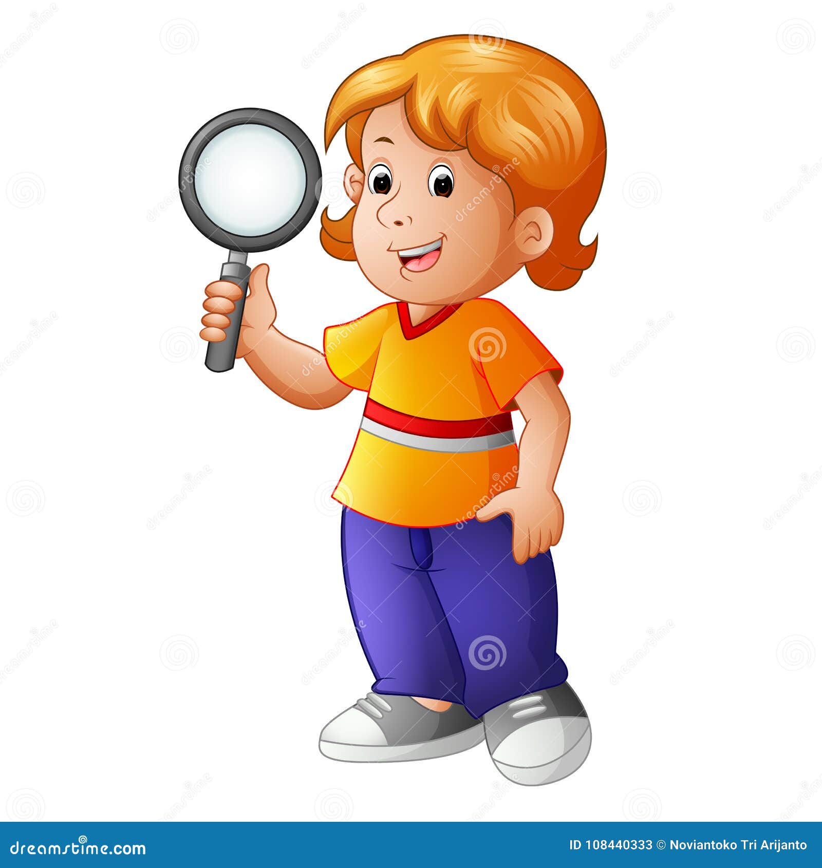 Young Boy Holding a Magnifying Lens Stock Vector - Illustration of ...