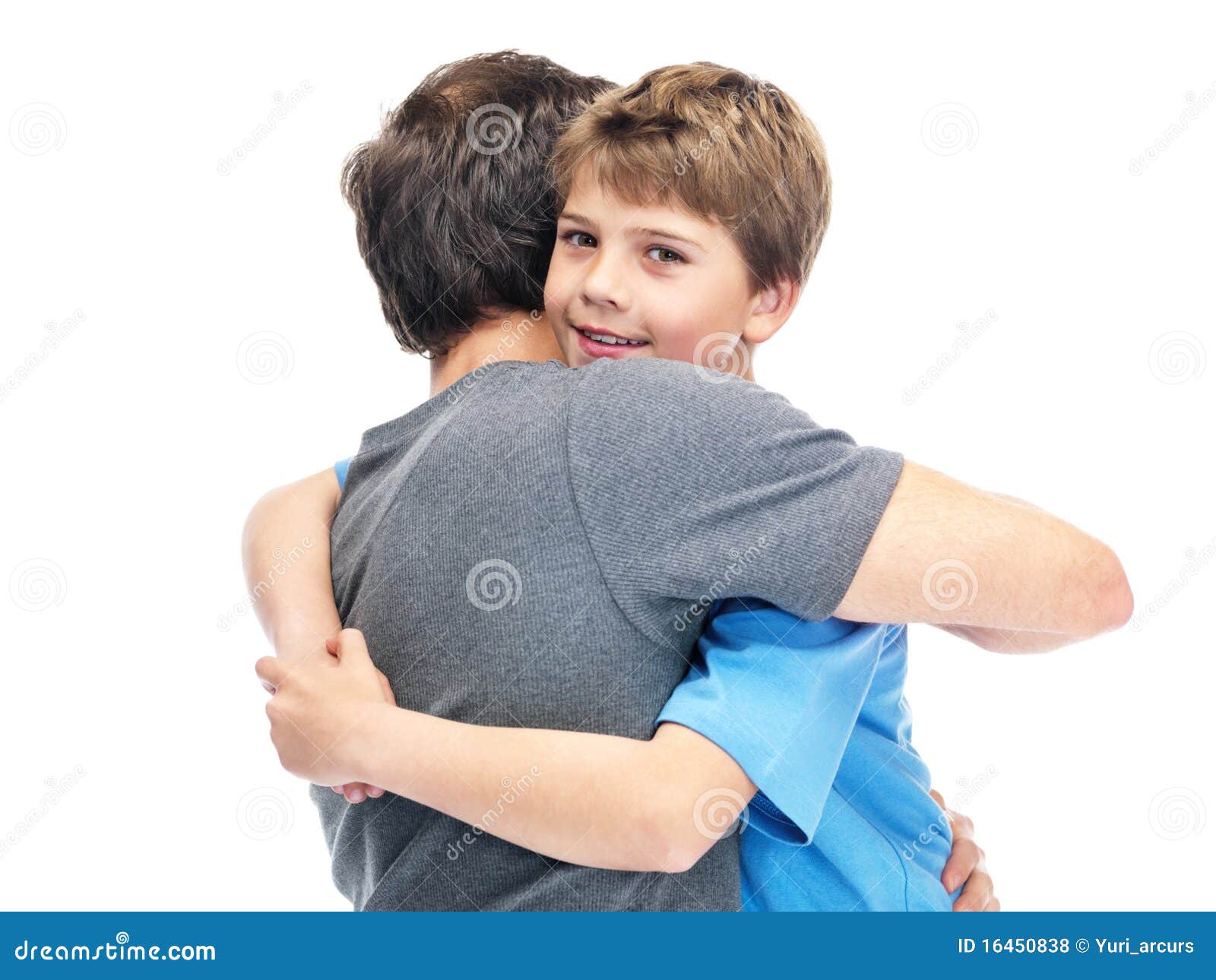 Young Boy Hugging His Father and Smiling Stock Photo - Image of hugging ...