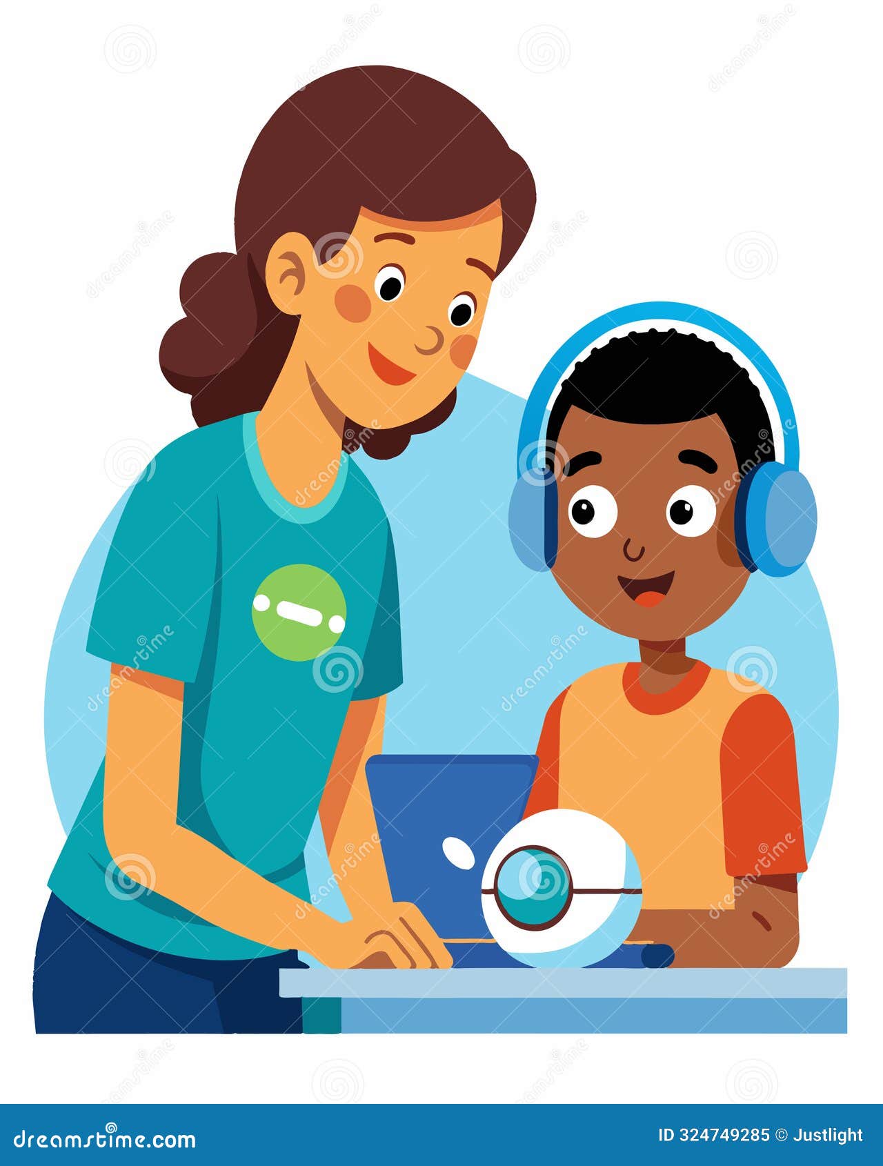 A Young Boy Intently Listening To His Teachers Instructions As they ...