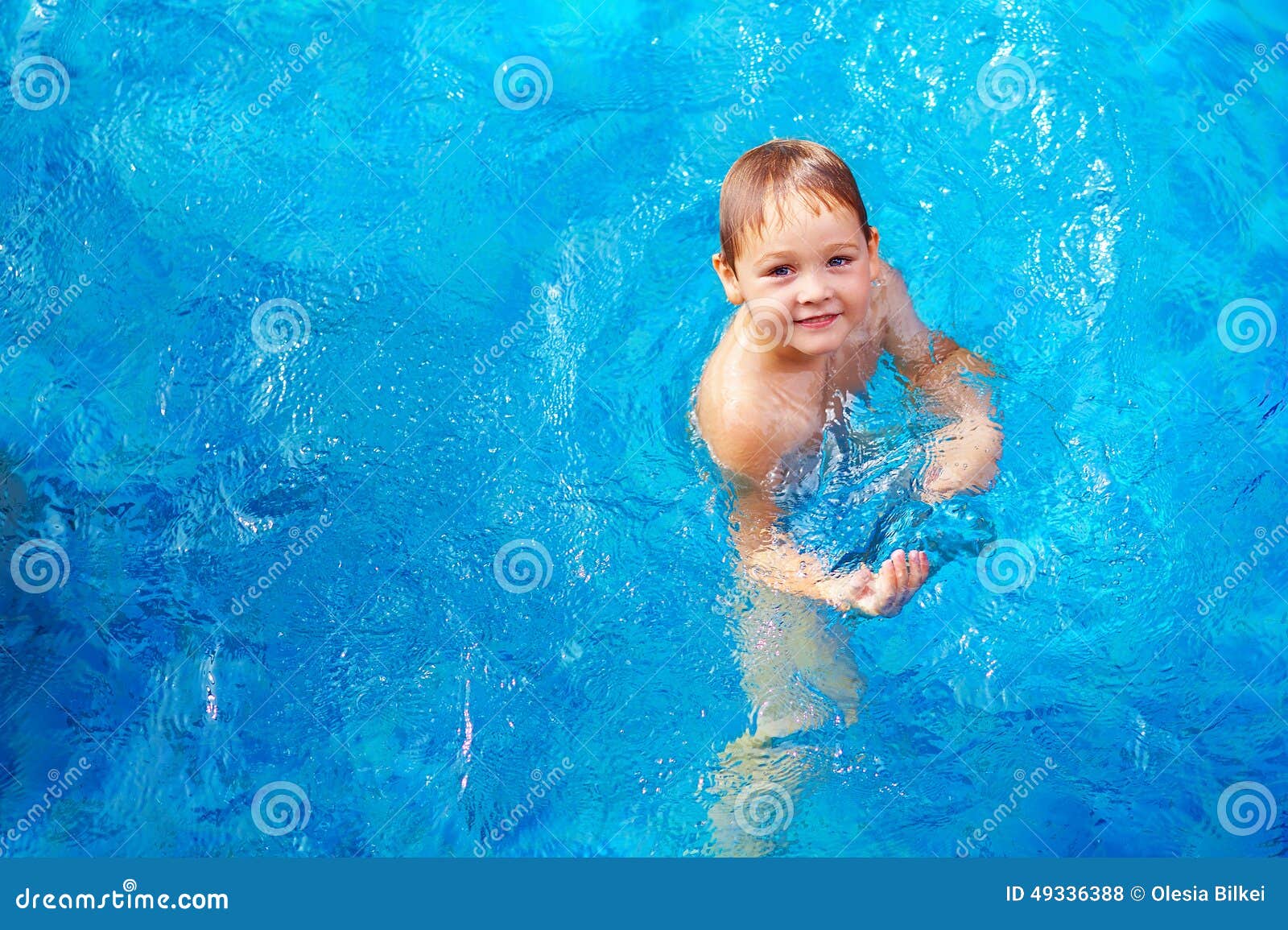 Young Boy Kid Swimming in Pool Stock Photo - Image of cheerful, pool ...