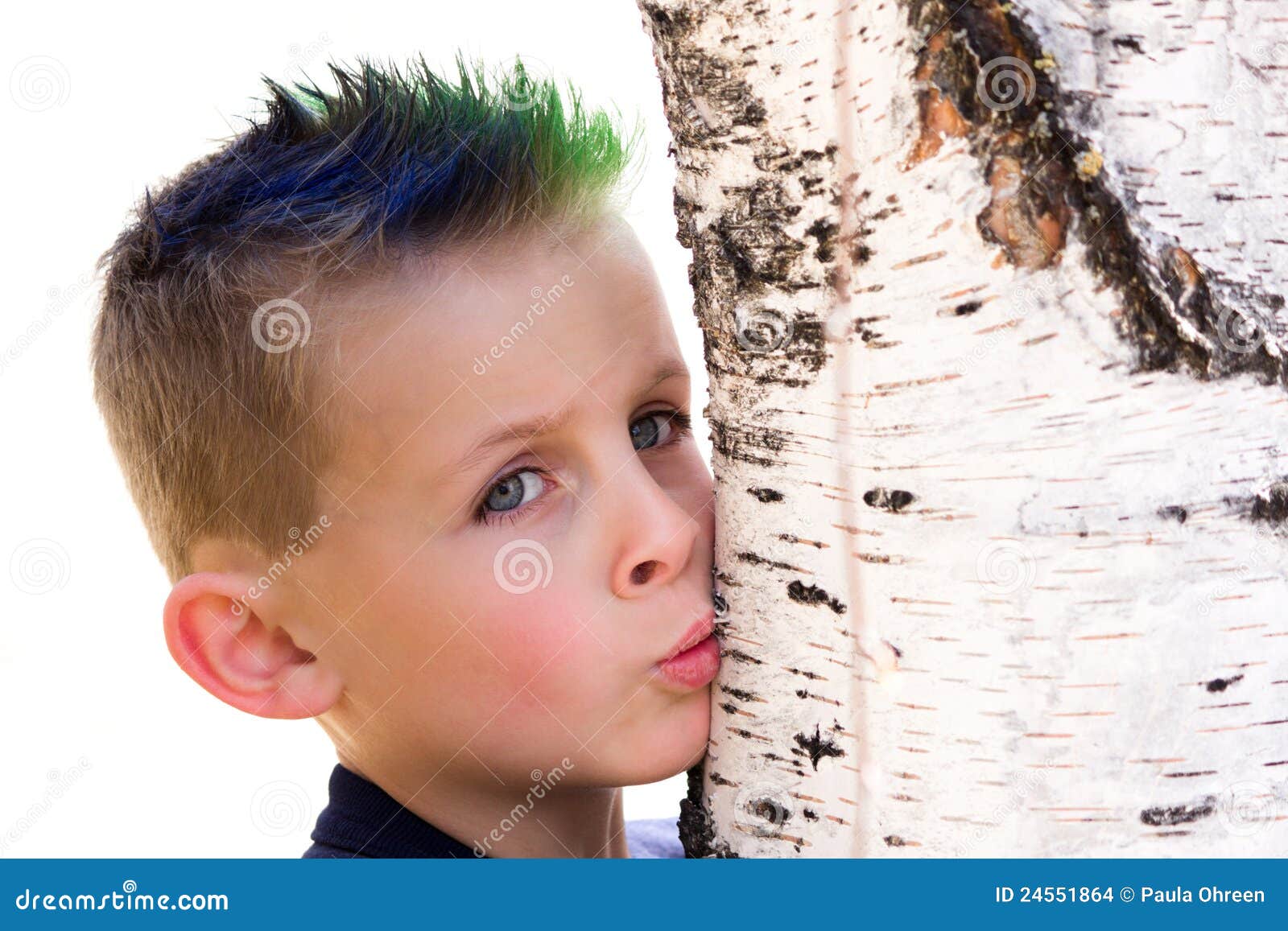 Young Boy Kissing Tree stock photo. Image of spikey, kiss - 24551864