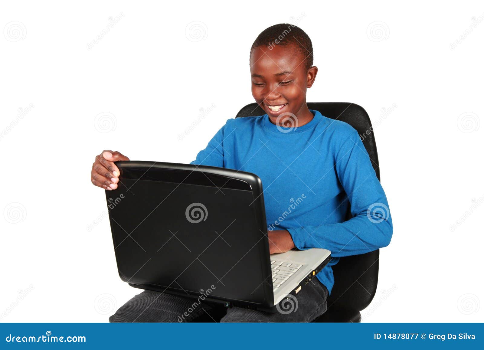 Young boy on a laptop stock image. Image of american - 14878077