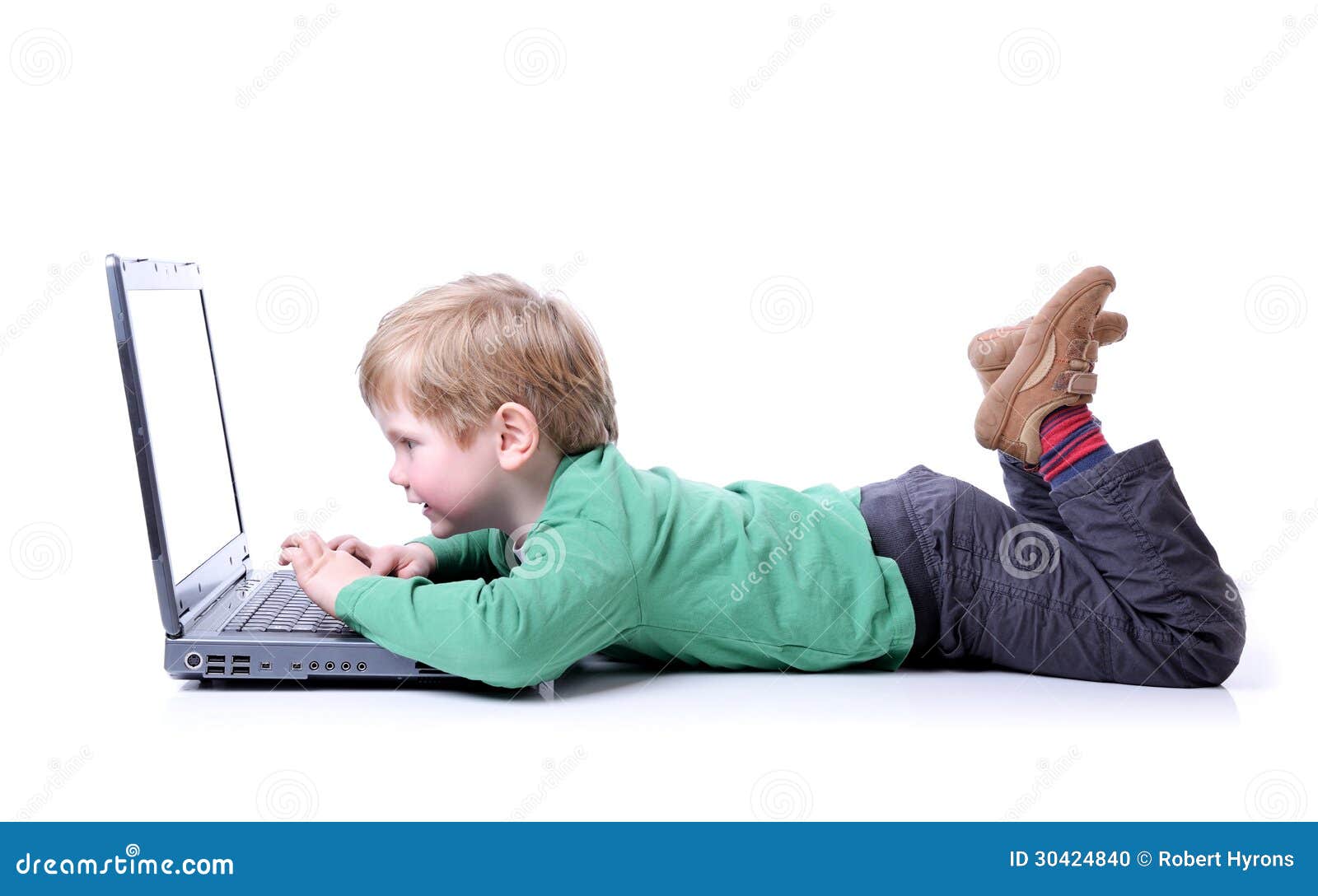 Young boy on laptop stock photo. Image of computers, emotions - 30424840