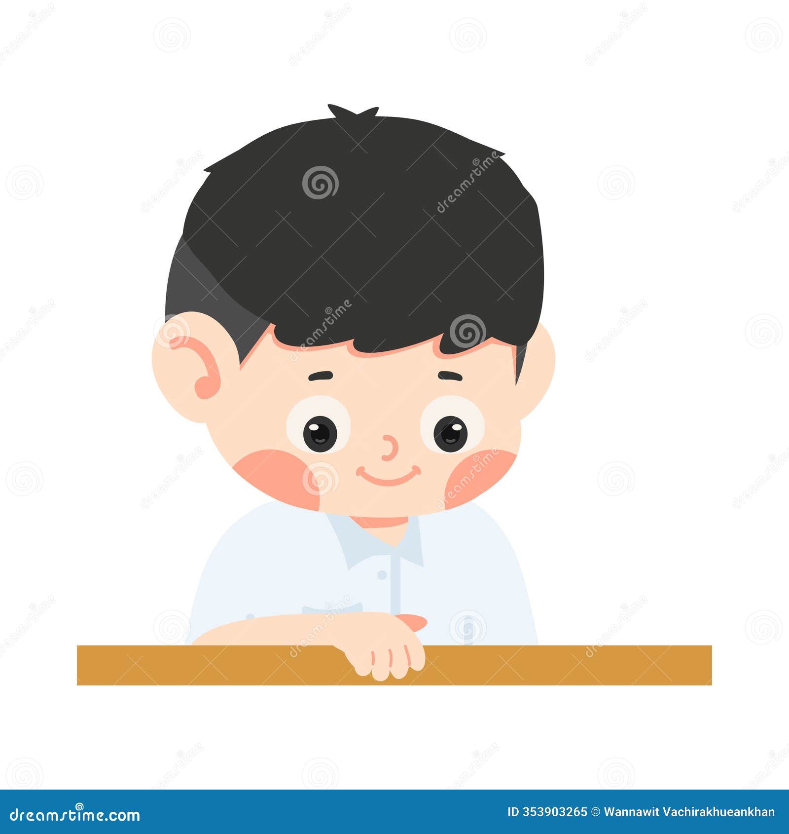 Young Boy Leaning on a Table Stock Illustration - Illustration of cute ...