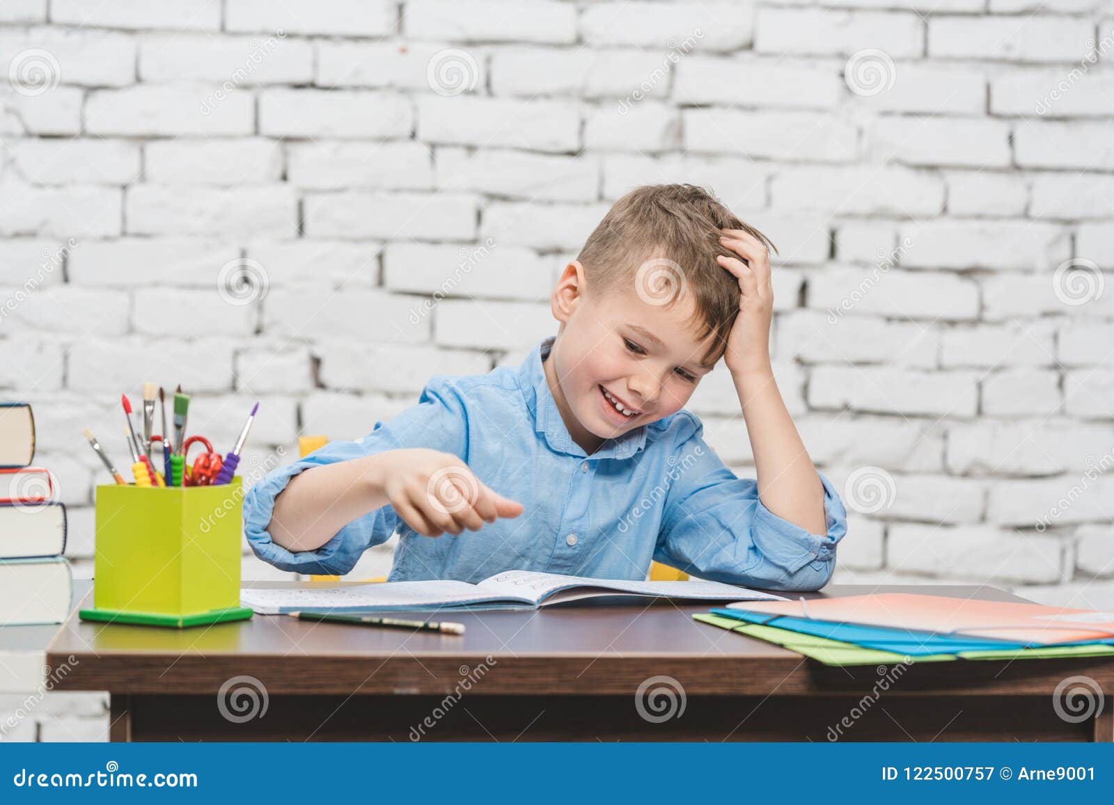 Young Boy Learning for School Stock Image - Image of child, cute: 122500757