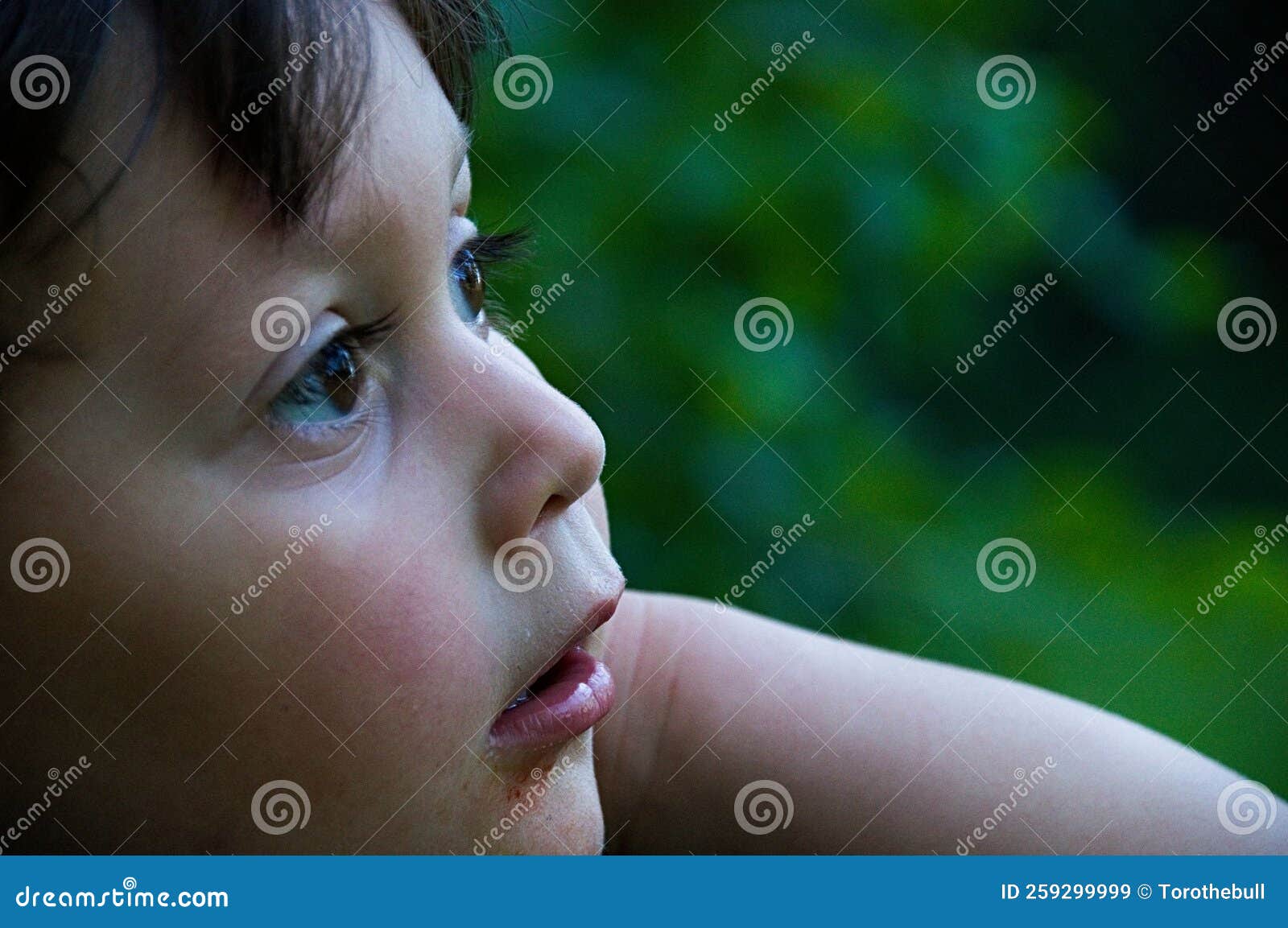 Young Boy Looking in a Different Direction from the Camera, Lost in ...