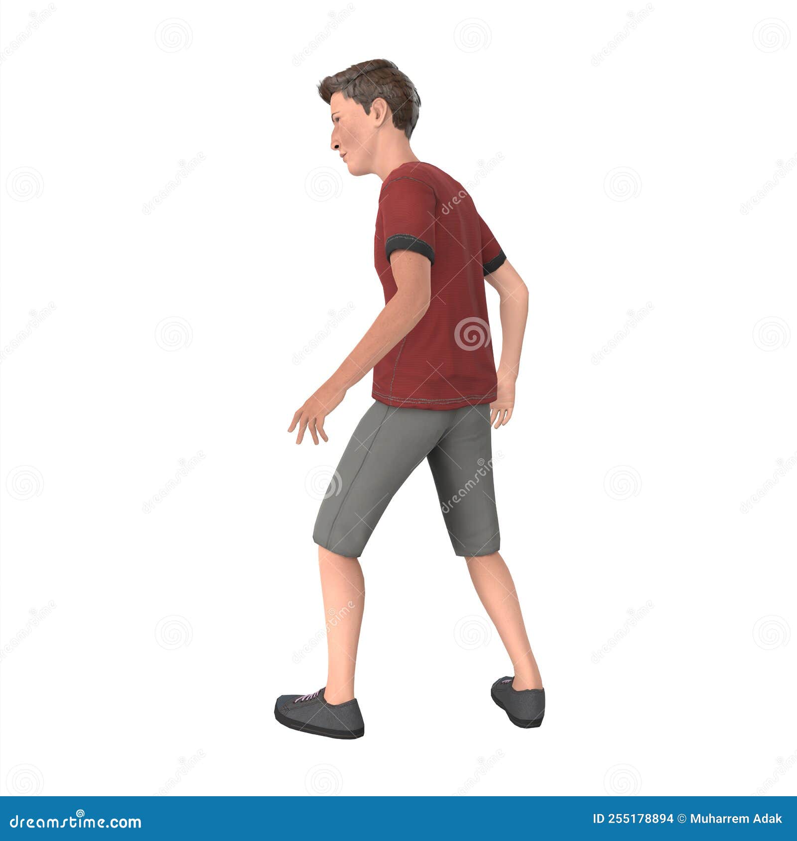 Young Boy Looking Left Pose 3d Modelling Stock Illustration ...