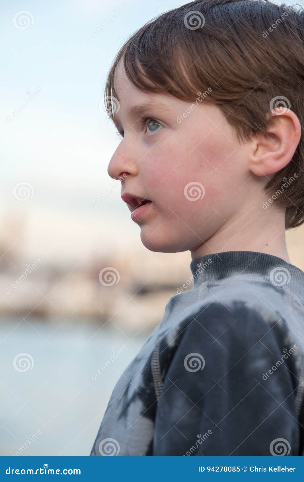 Young Boy Looking Off into the Distance Stock Image - Image of people ...