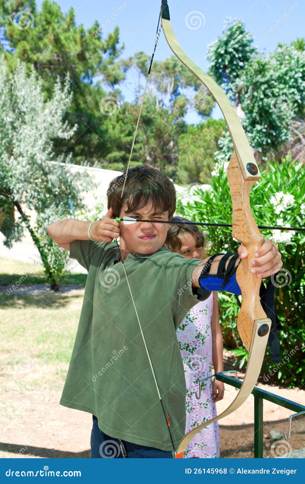 Young boy makes archery stock photo. Image of nature - 26145968