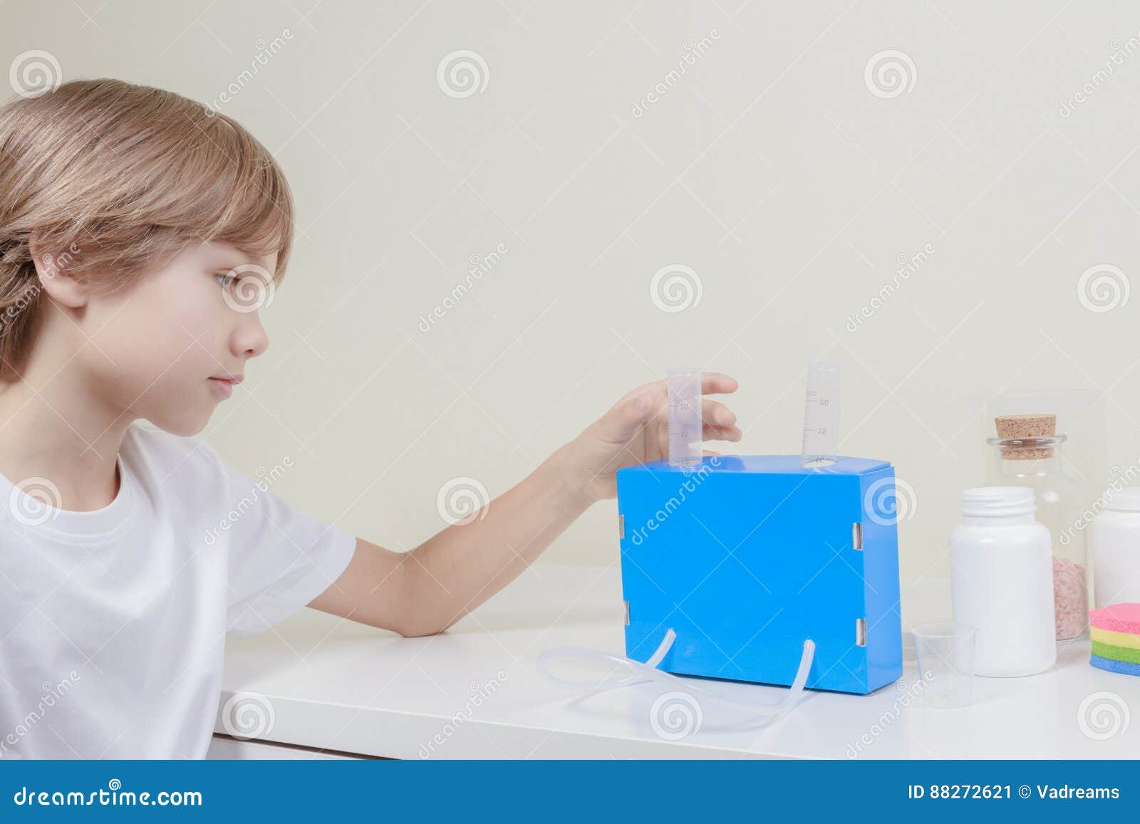 Young Boy Making Science Experiments. Education Concept. Stock Image ...