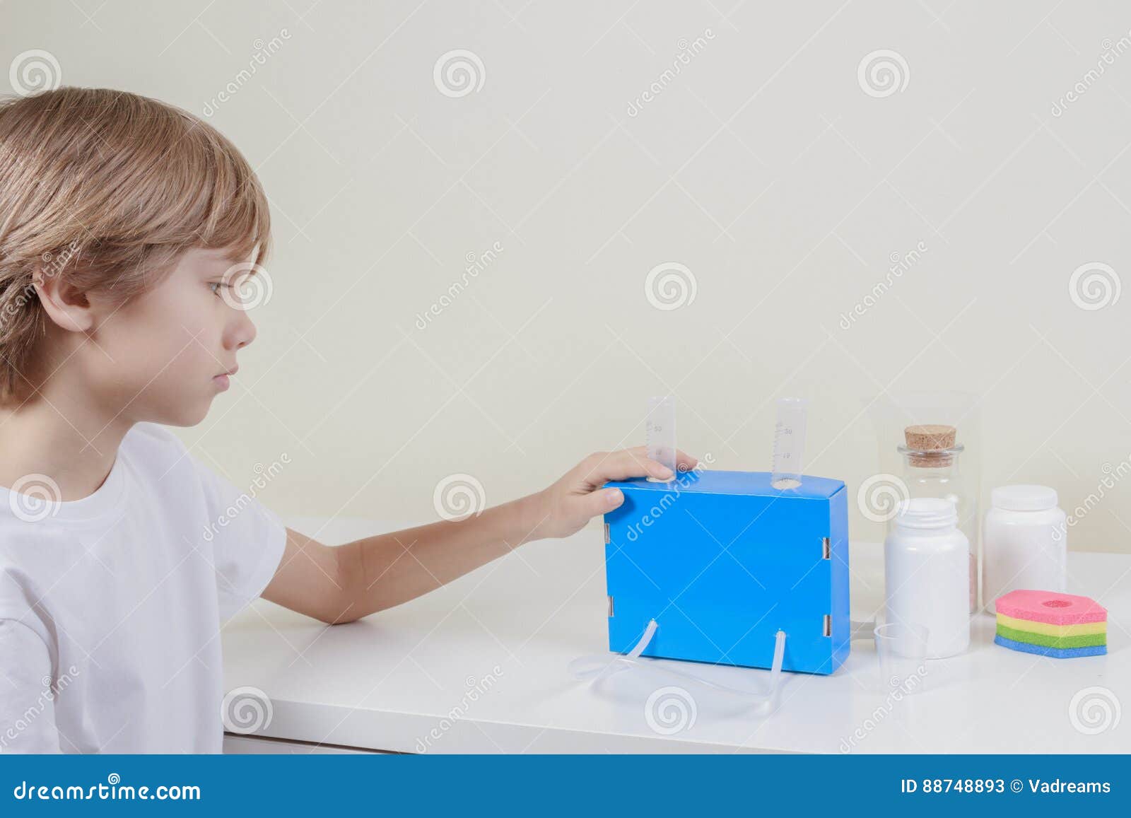 Young Boy Making Science Experiments. Education Concept. Stock Image ...