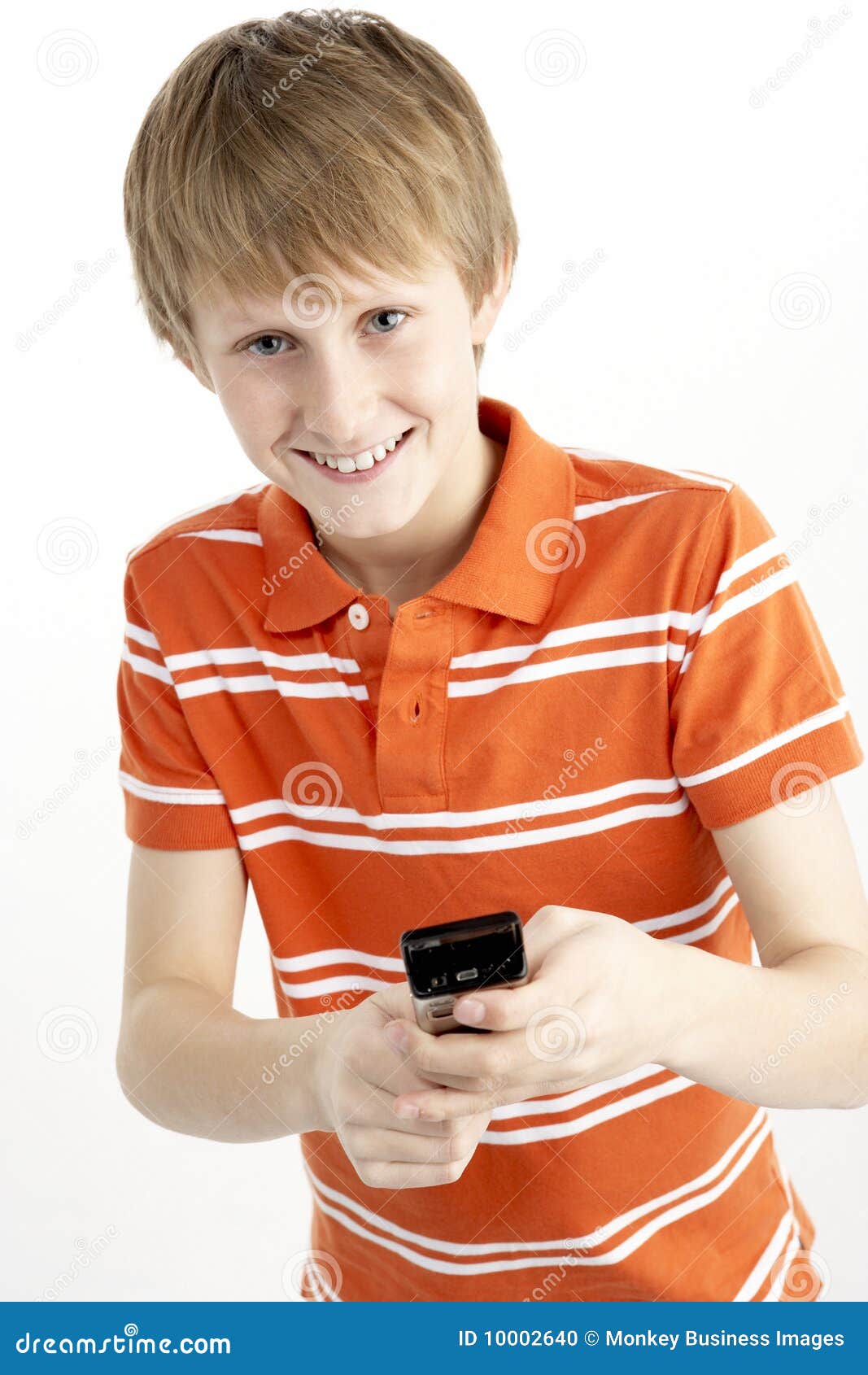 Young Boy with Mobile Phone Stock Photo - Image of text, camera: 10002640