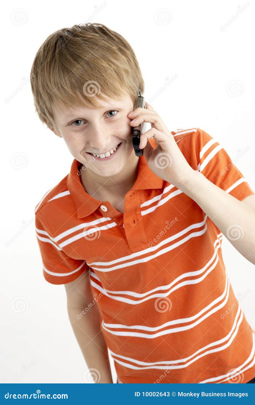 Young Boy with Mobile Phone Stock Image - Image of chatting, twelve ...