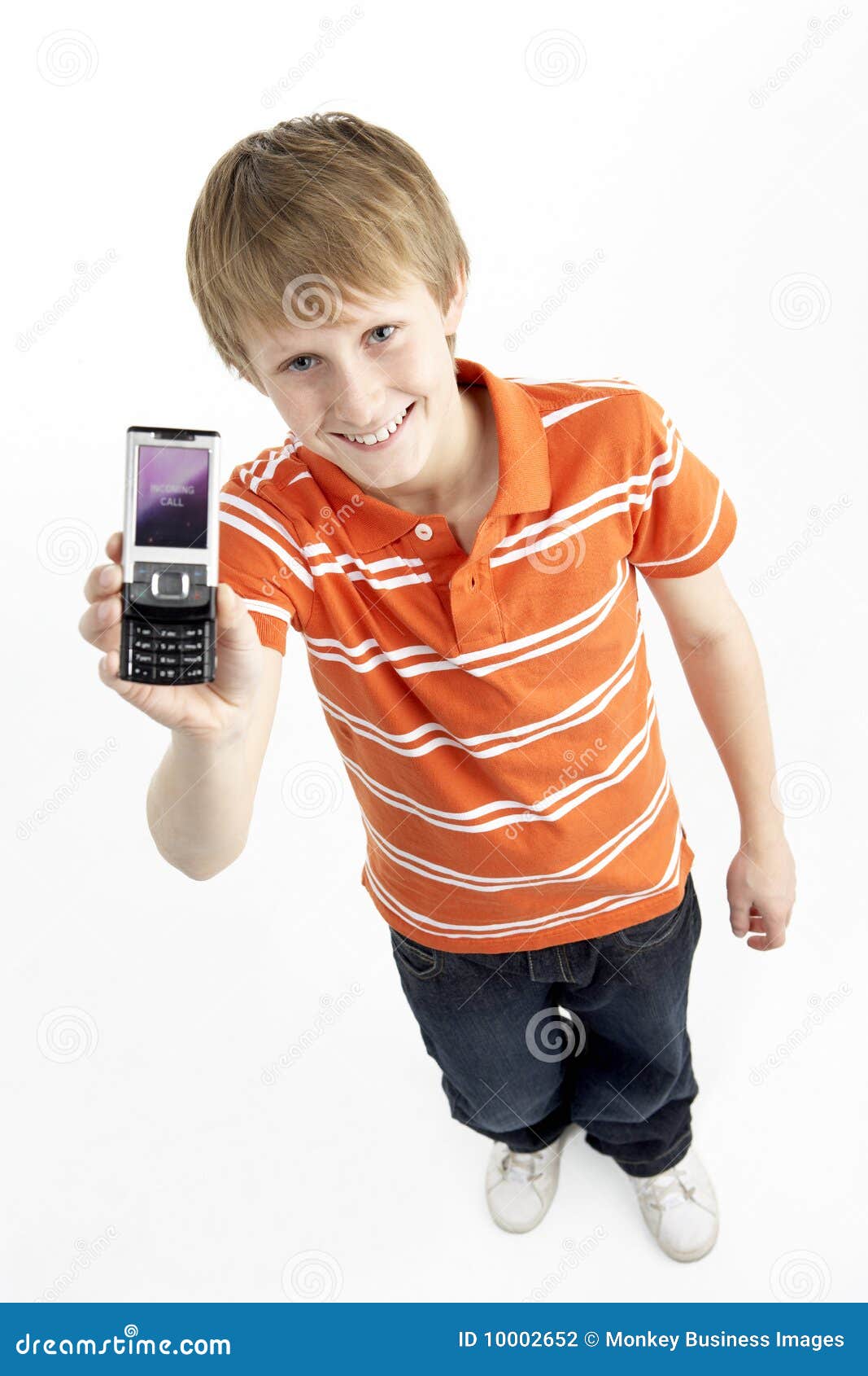 Young Boy with Mobile Phone Stock Photo - Image of communication, child ...