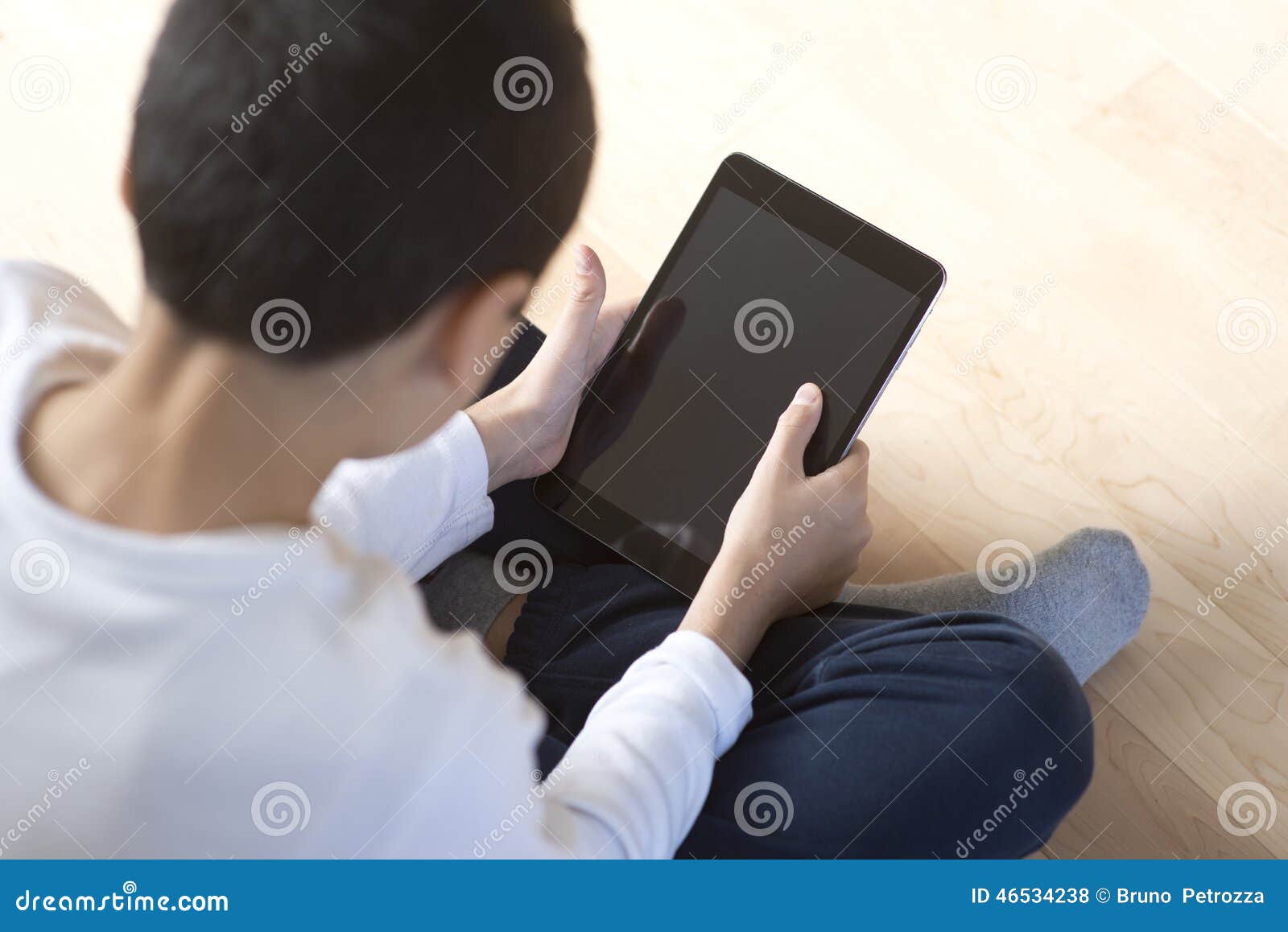 Young Boy with a Mobile Tablet Computer Stock Photo - Image of network ...