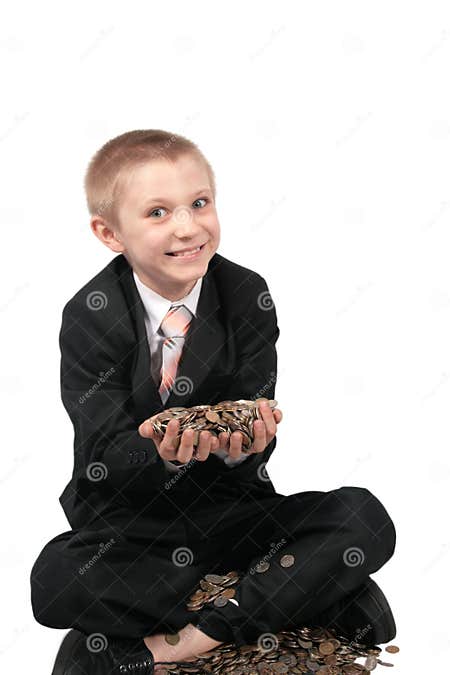 Young boy with money. stock photo. Image of money, child - 5261366