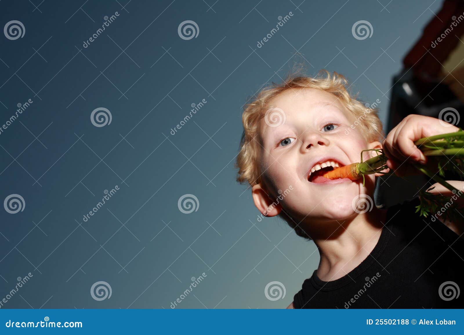 Young Boy Munching a Carrot Stock Photo - Image of vegetarian, diet ...