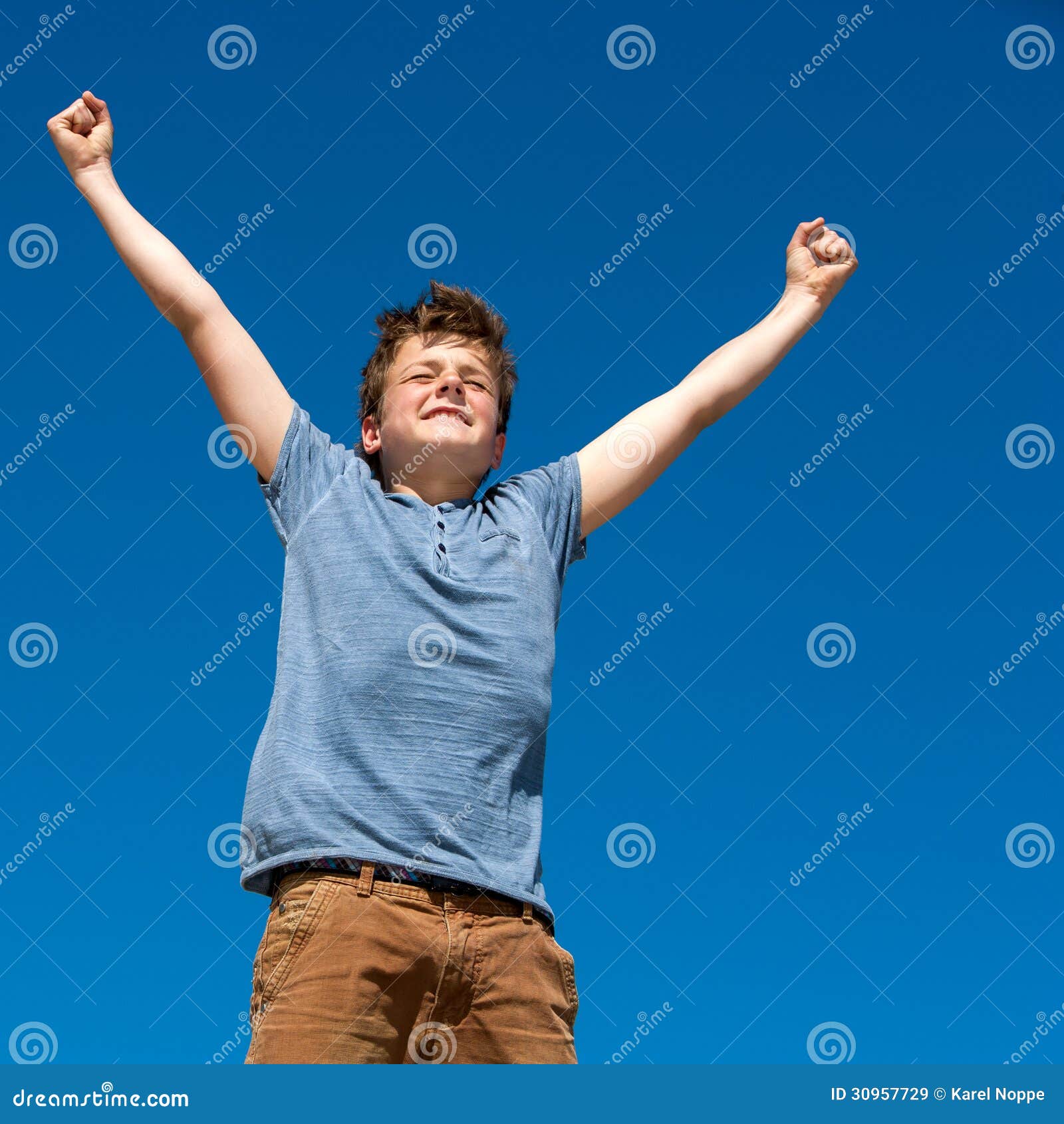 Young Boy with Open Arms Outdoors. Stock Image - Image of outdoor ...